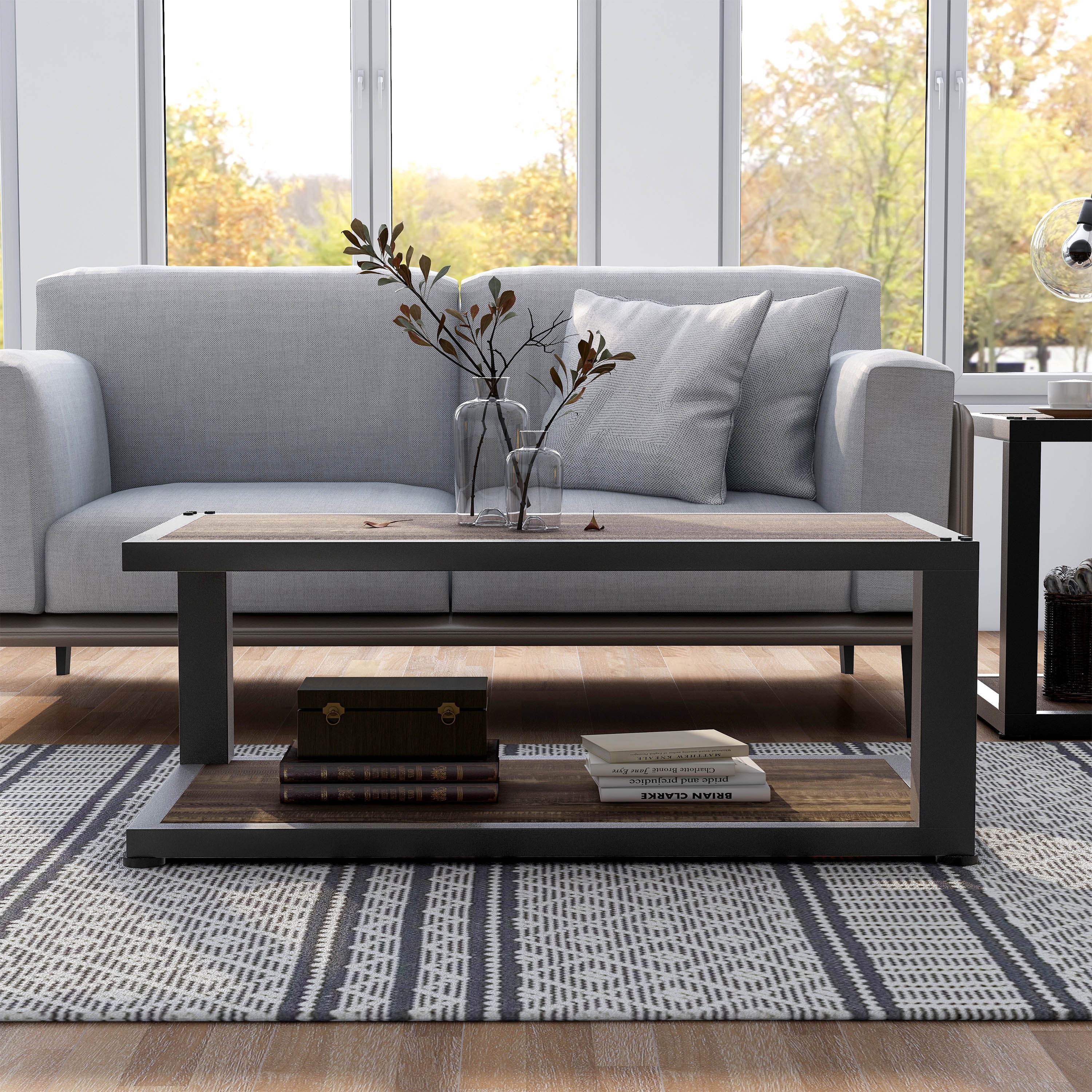 Furniture of America Elto Coffee Table - Dark Walnut Top - Walmart.com