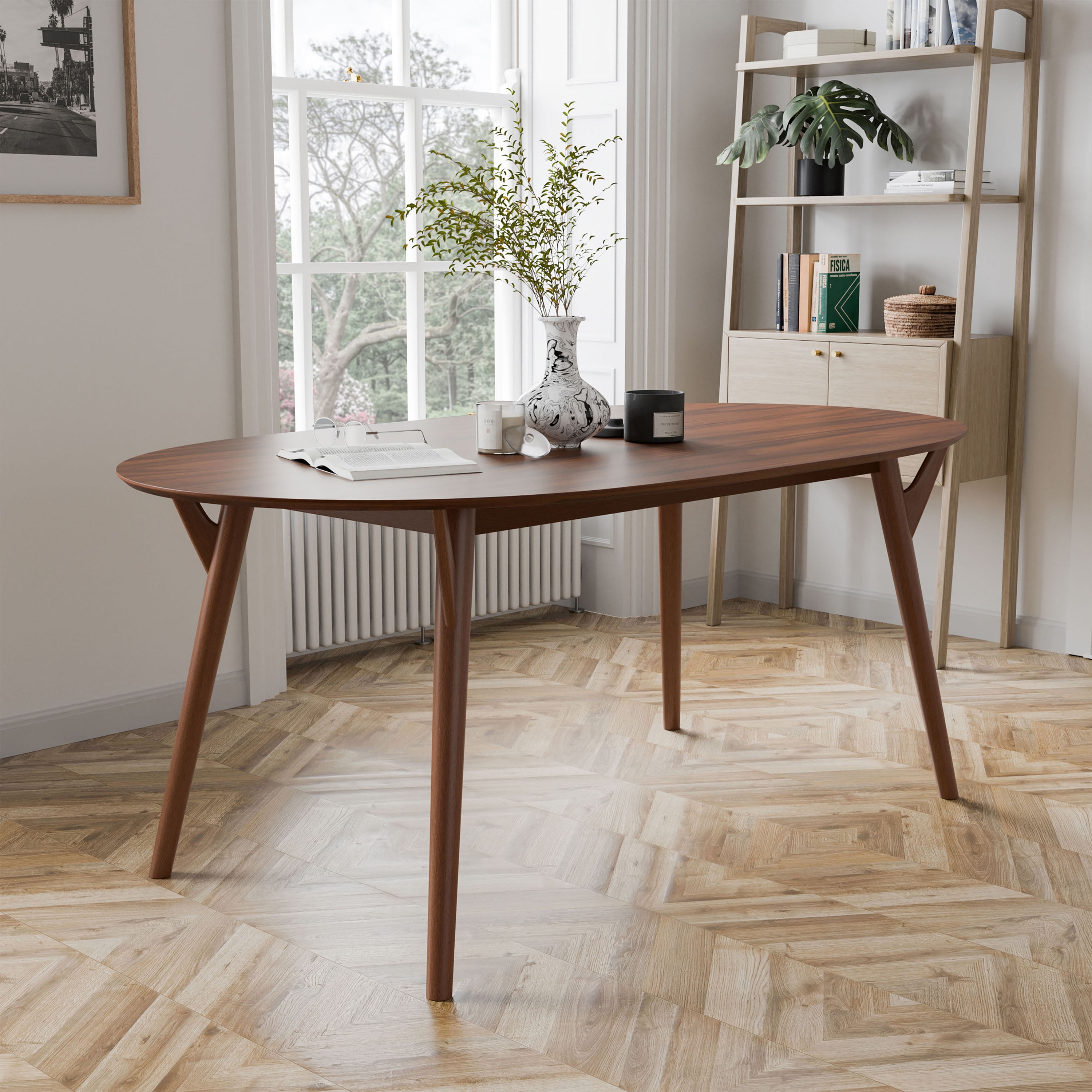 Furniture of America Erik 71-inch Oval Mid-Century Modern Solid Wood ...