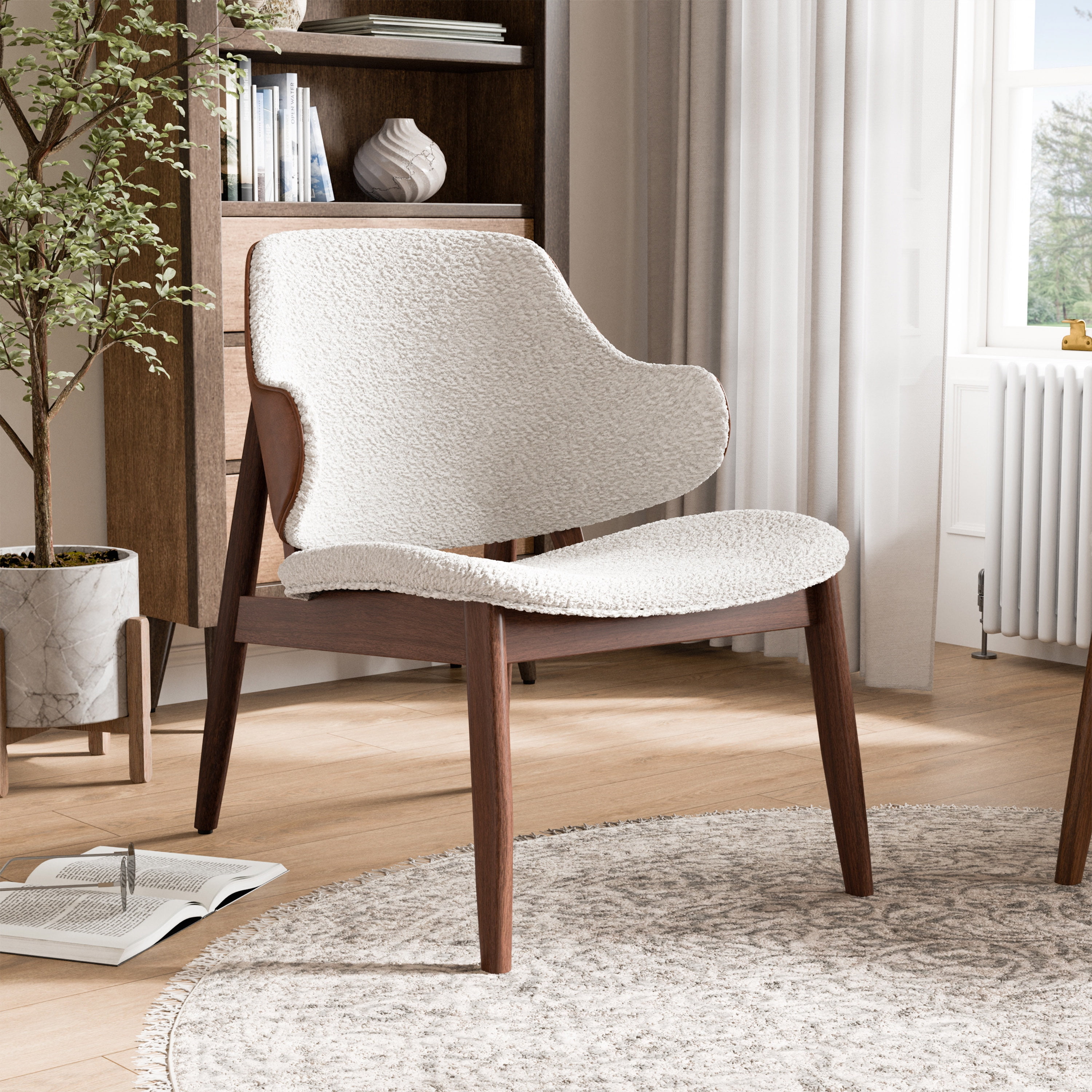 Furniture of America Erik Mid-Century Modern Boucle Fabric Wingback ...