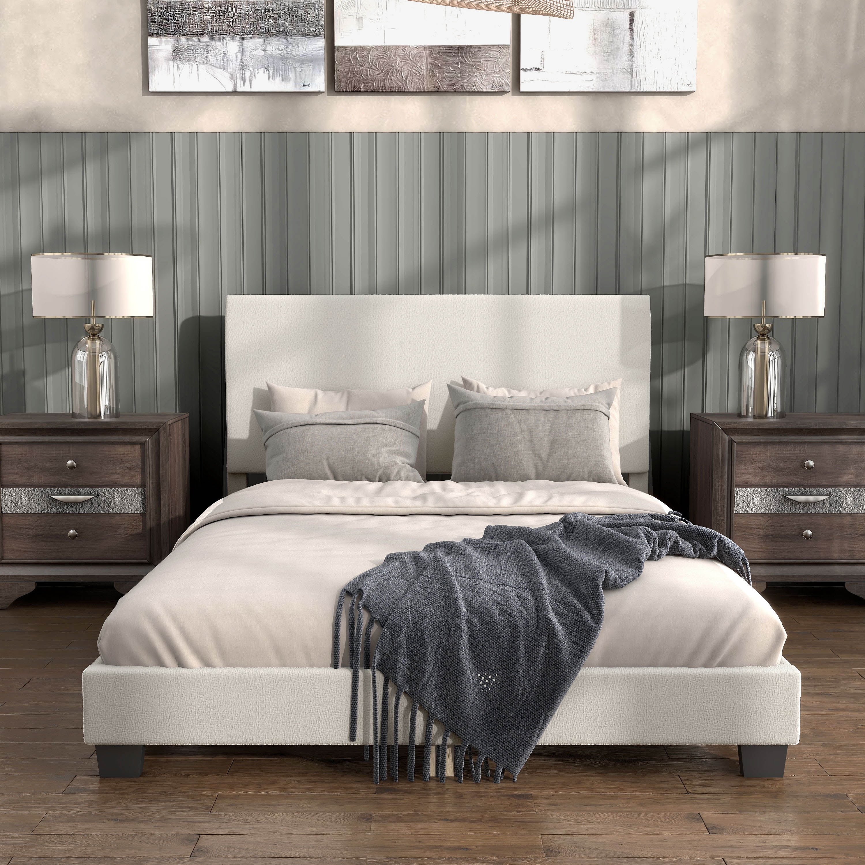 Furniture of America Estell Upholstered Mattress Ready Boucle Fabric ...