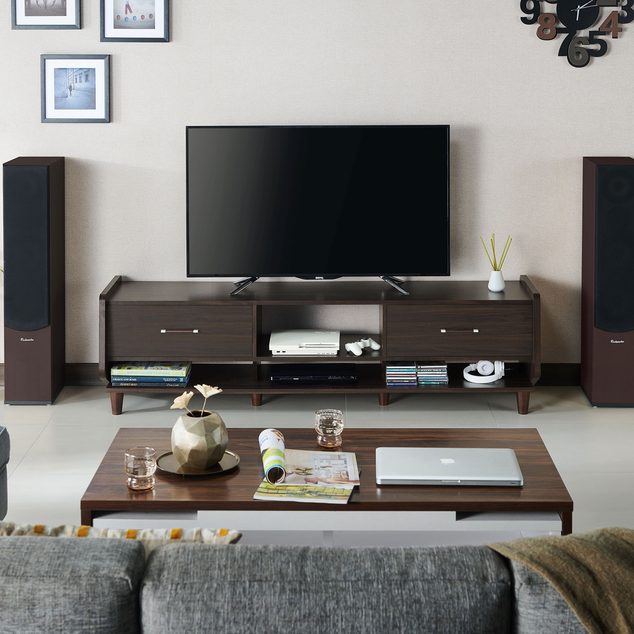 Estelle TV Stand - Mid-Century Modern - Wenge - Walmart.com