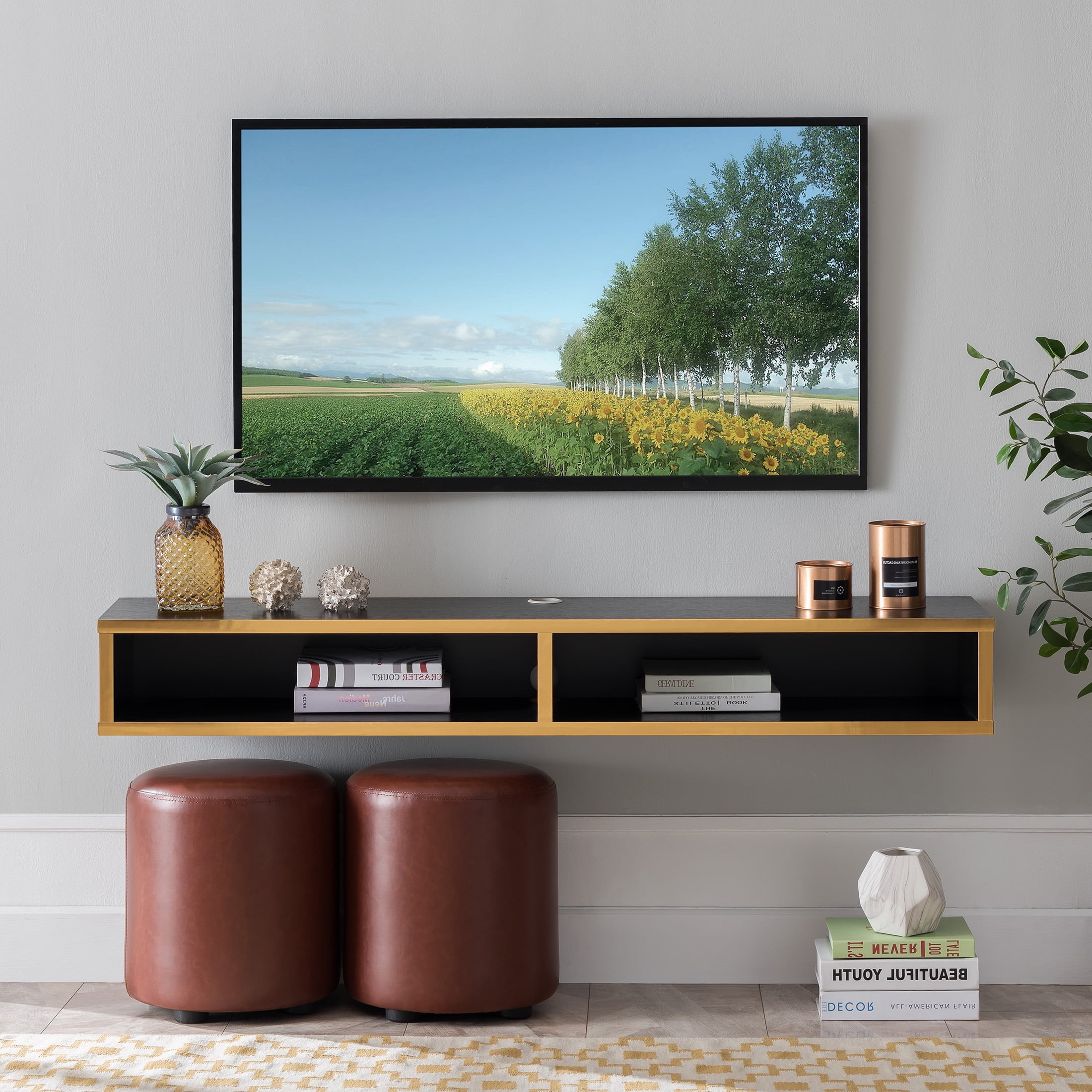 Furniture of Evaine 2-Shelf TV Stand, 60, Black - Walmart.com