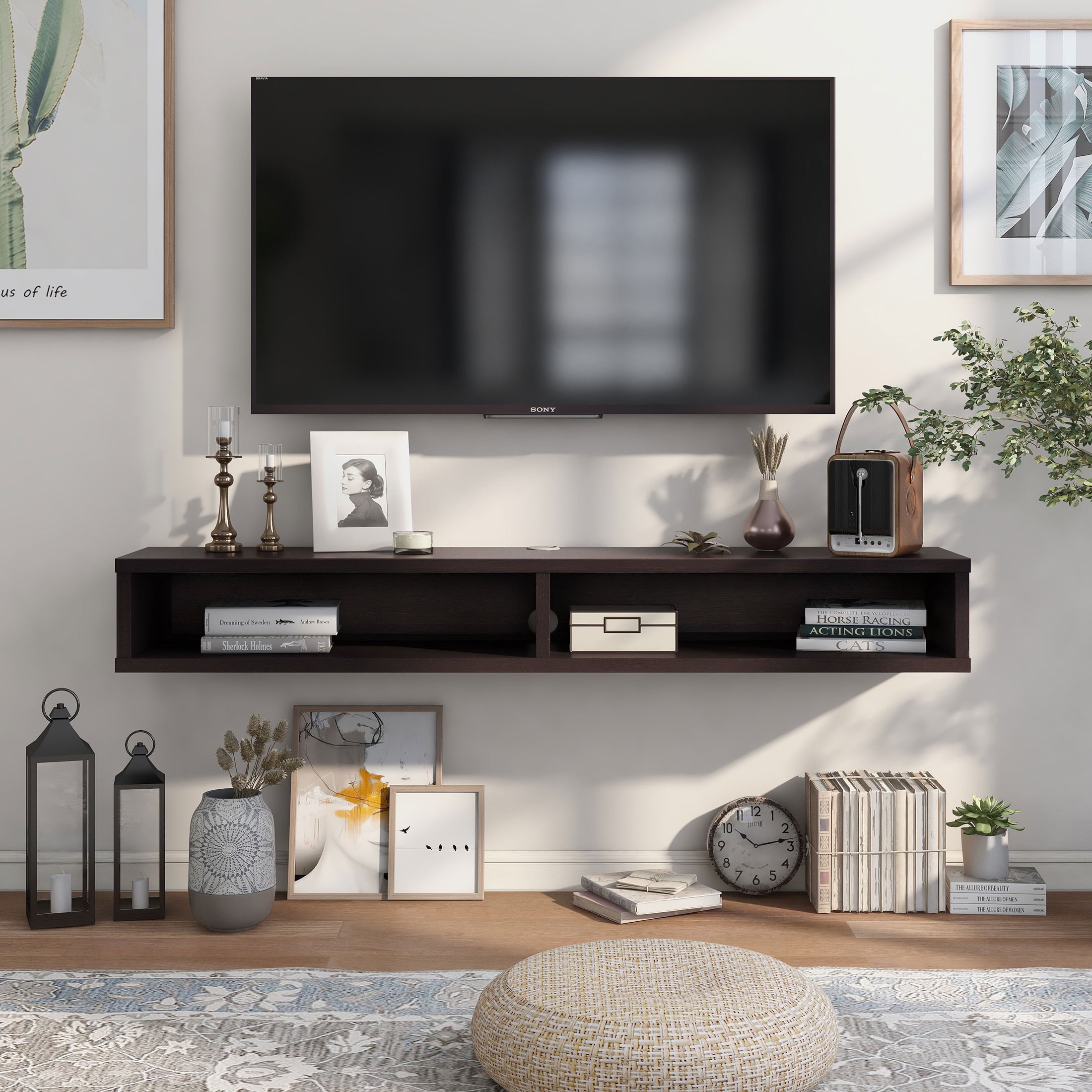 Furniture of America Evaine 2-Shelf TV Stand, 60", Cappuccino - Walmart.com
