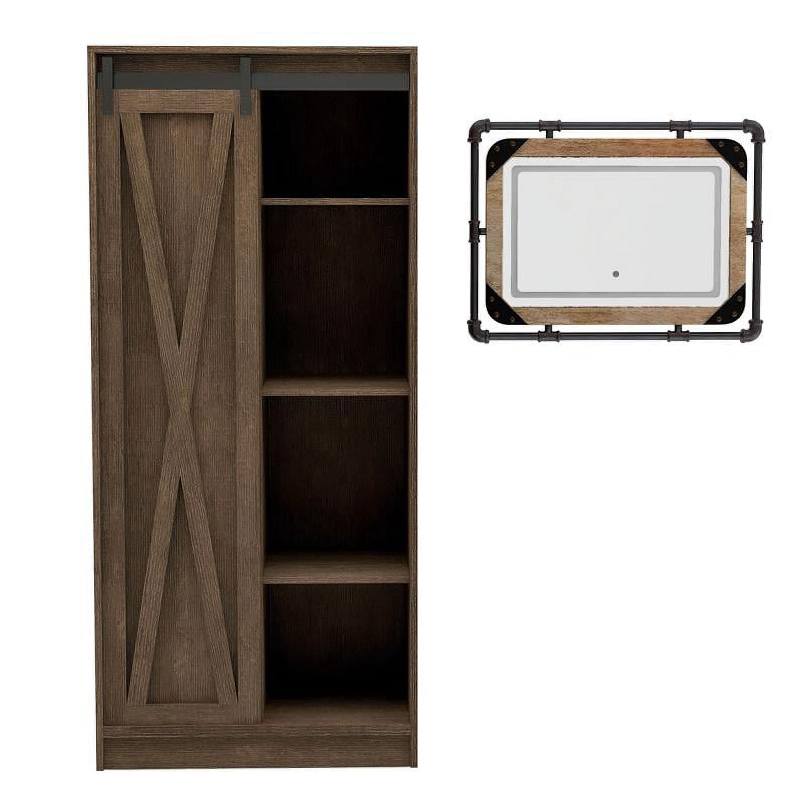 Furniture of America Ezzi Wood 2-Piece Armoire and Mirror Set in Walnut ...
