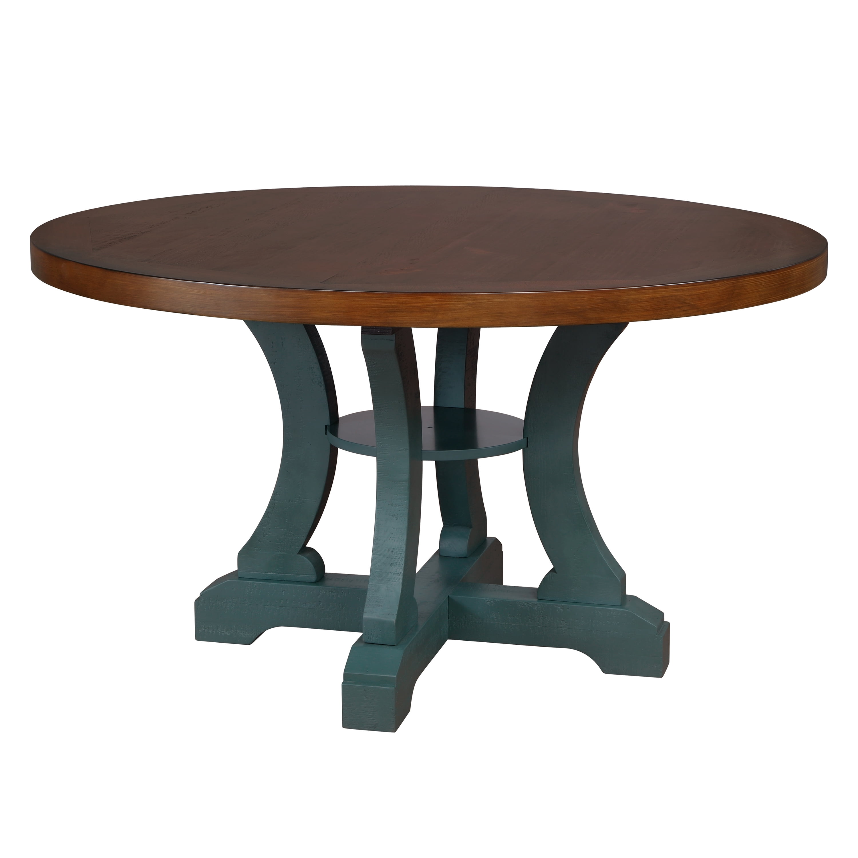 Furniture of America Feli Dining Table, Antique Blue and Dark Oak ...