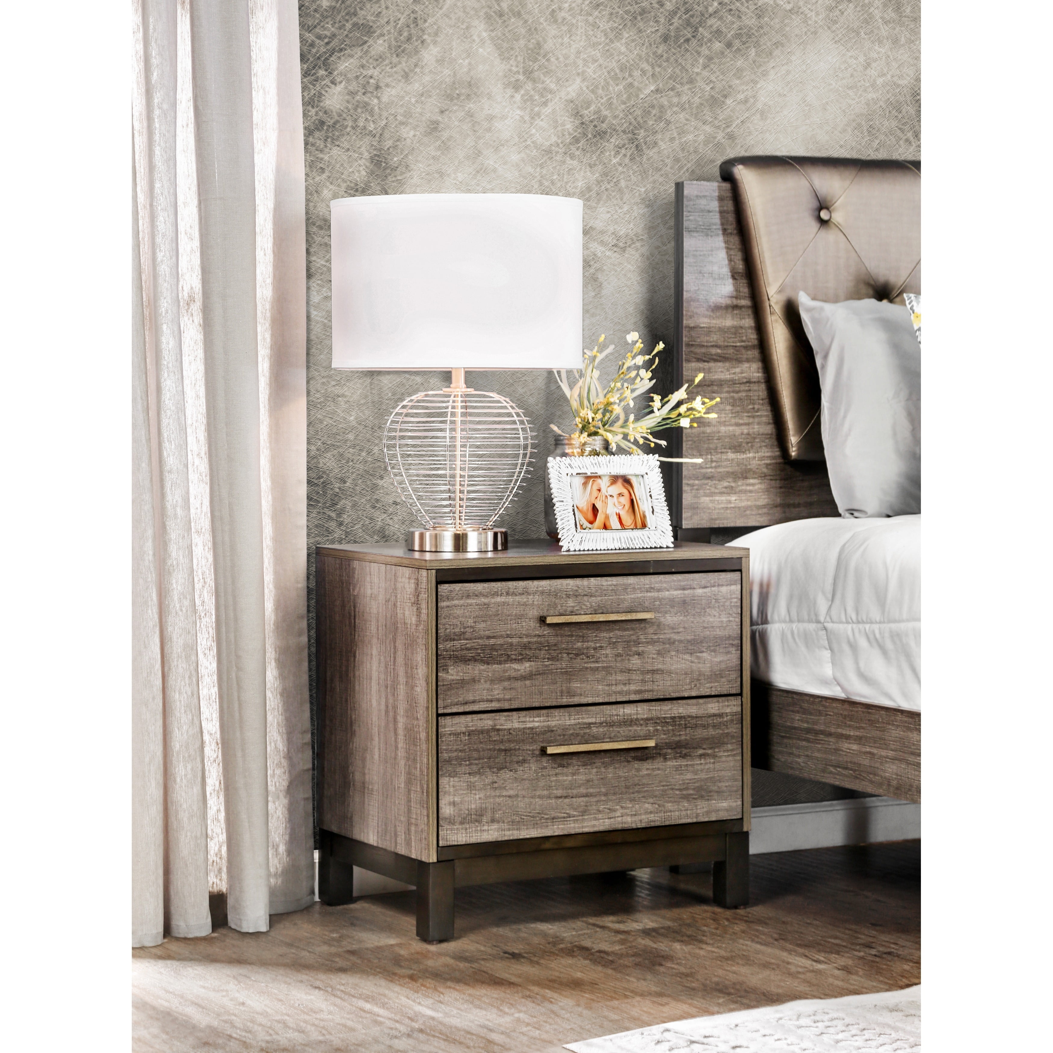 Furniture of America Fika Contemporary Grey Solid Wood 2-Drawer ...