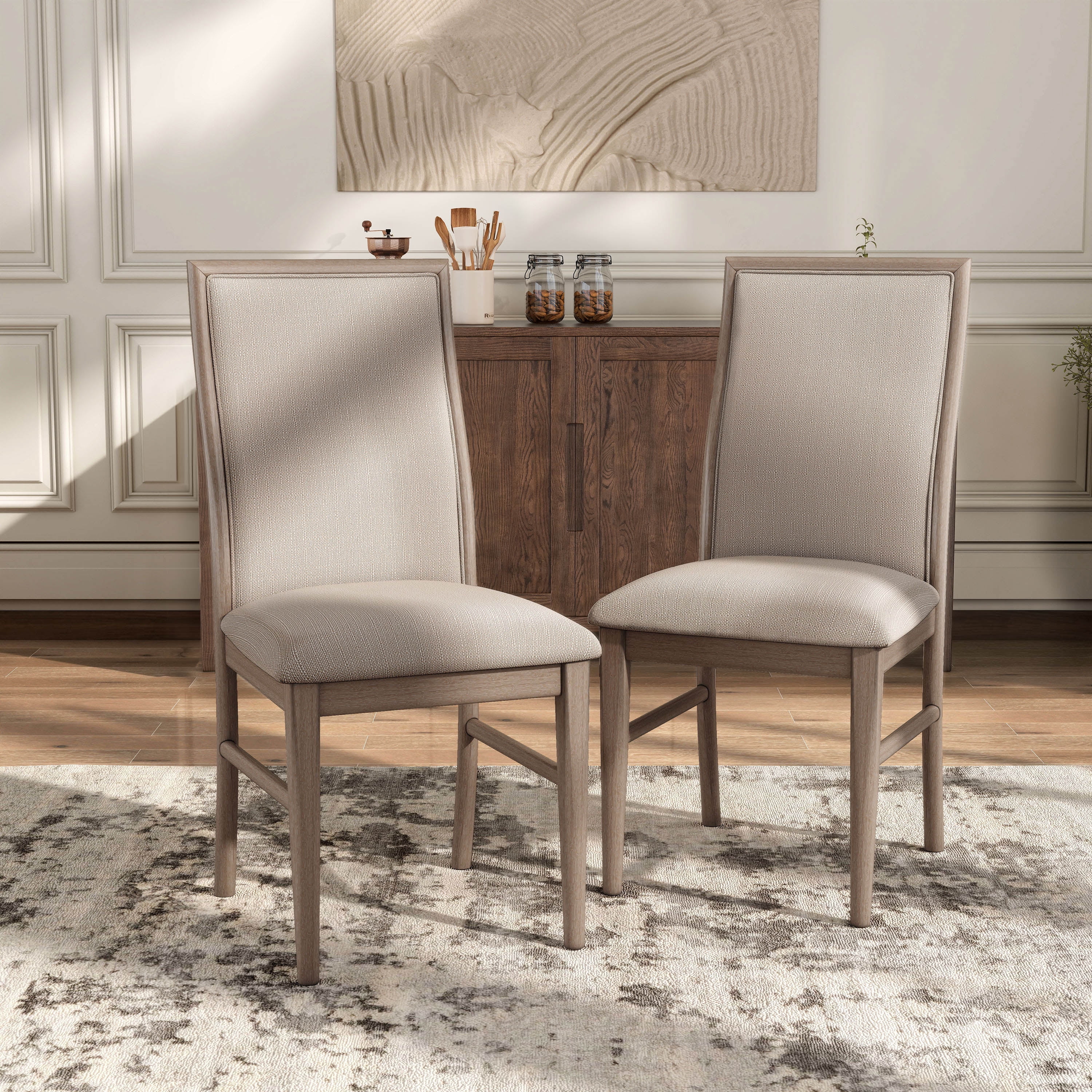 Furniture of America Flin Upholstered Solid Wood Side Chairs, Set of 2 ...