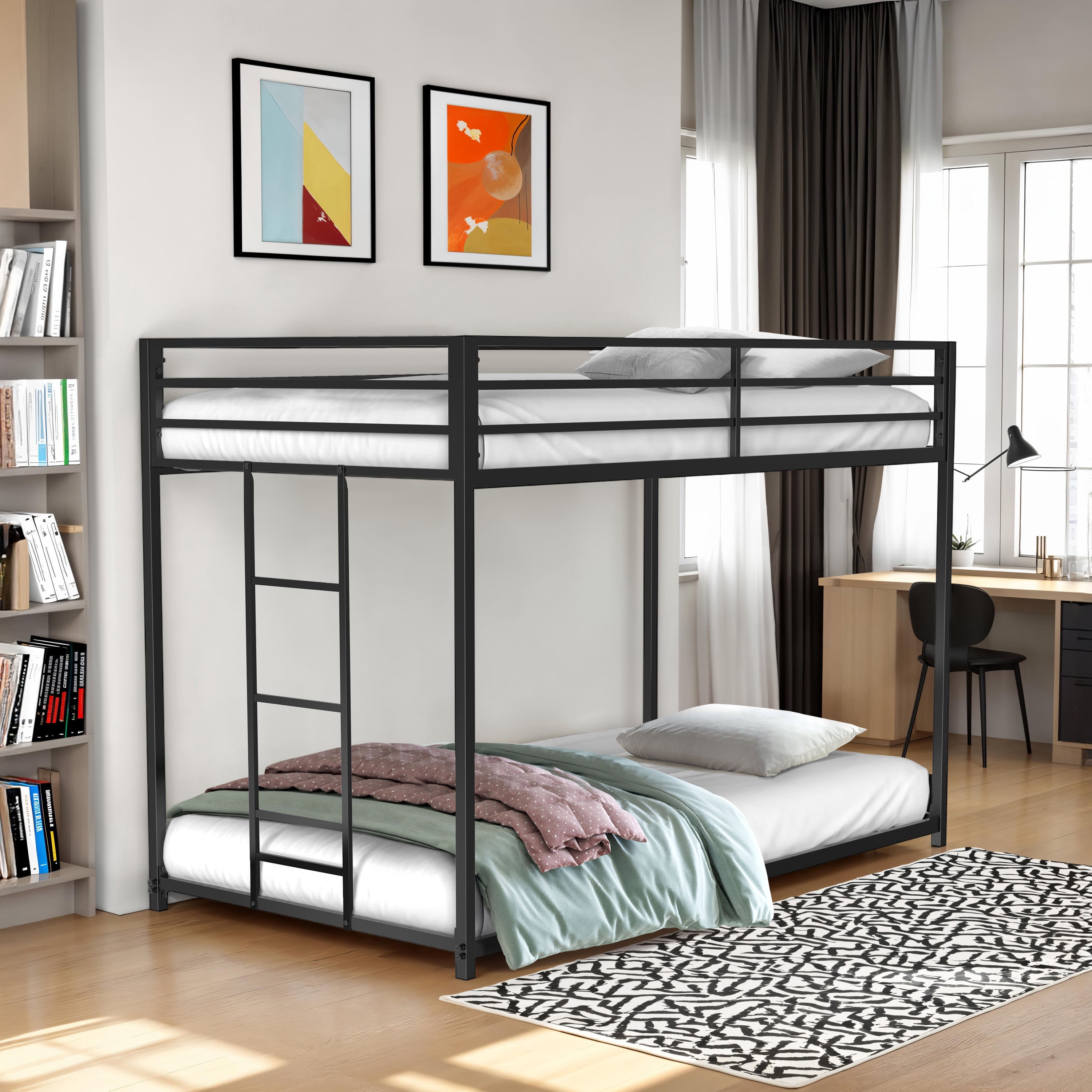 Furniture of America Franz Kids Twin Over Twin Metal Mattress Ready ...