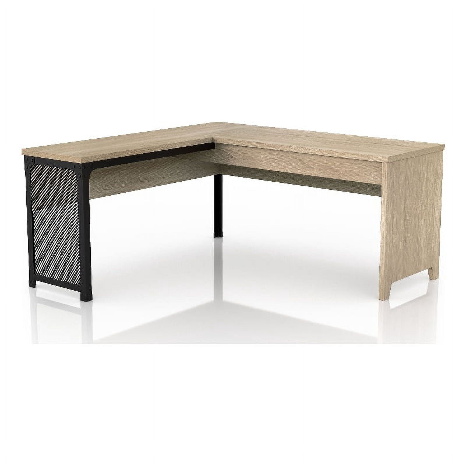 Furniture of America Froy Contemporary Wood L-Shape Desk in Natural Oak ...
