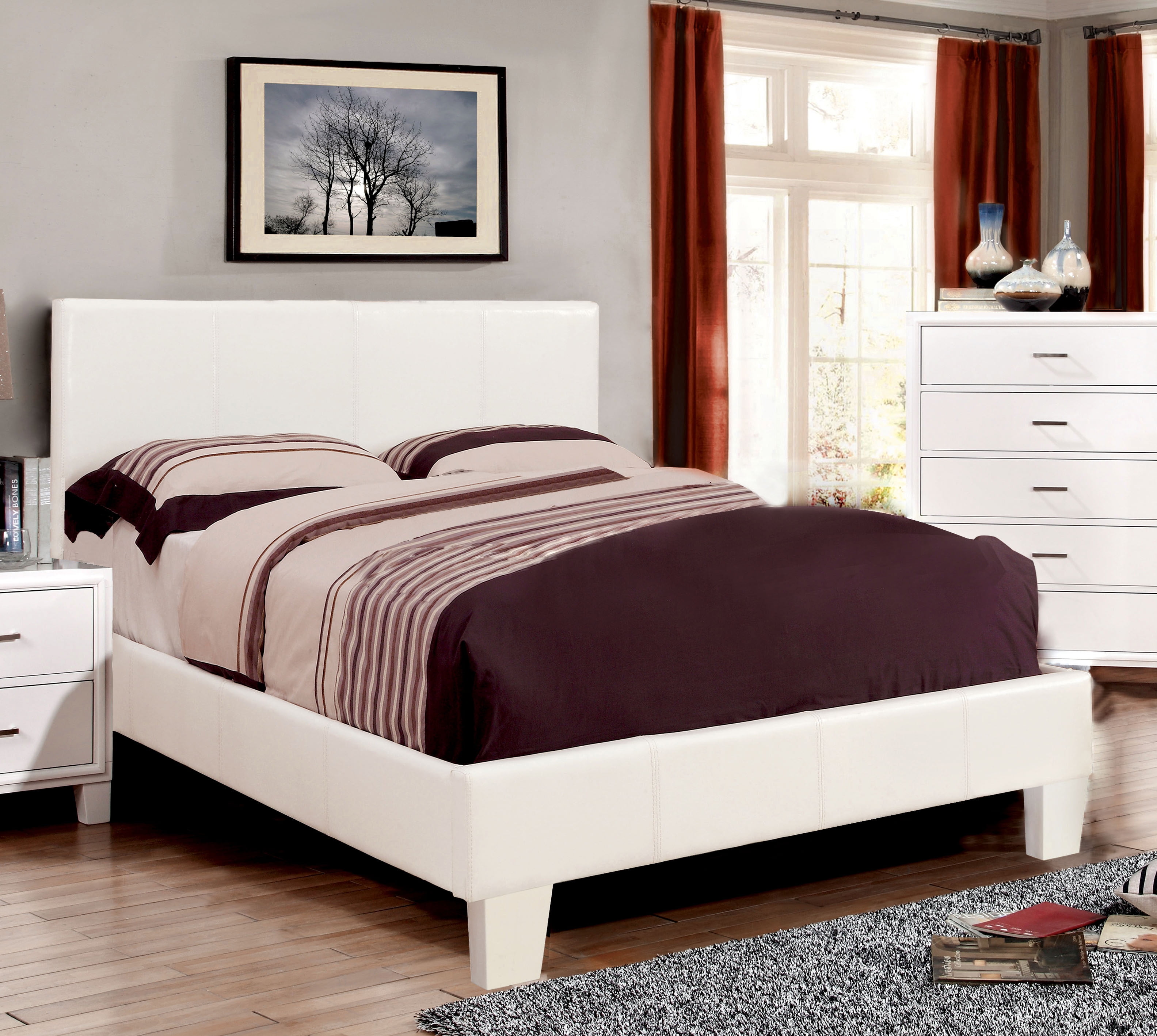 Furniture America Mellie Full Kids Bed - White Faux Leather - Walmart.com