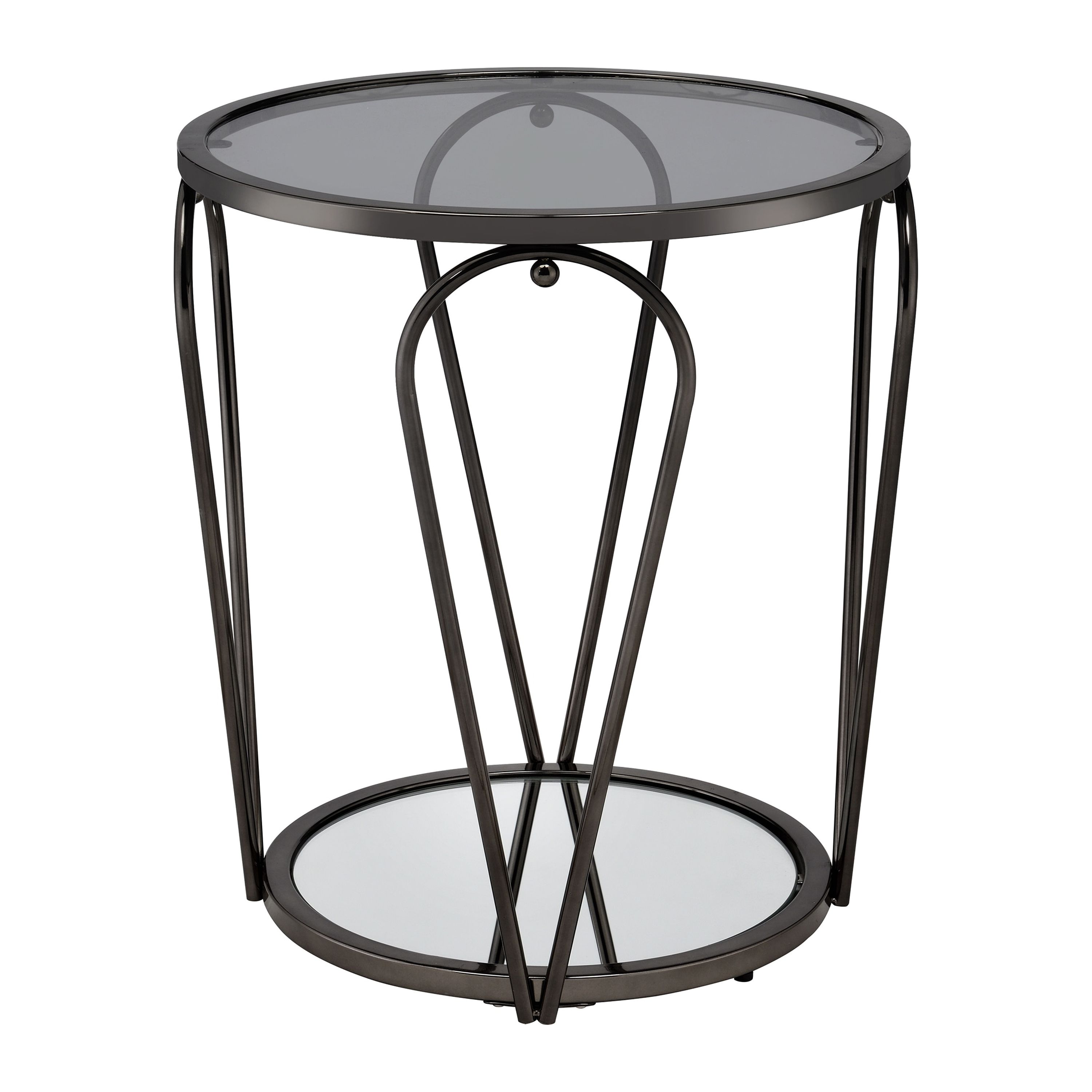 Furniture of America Gable Glam 2-Piece Glass Top Coffee Table Set with ...