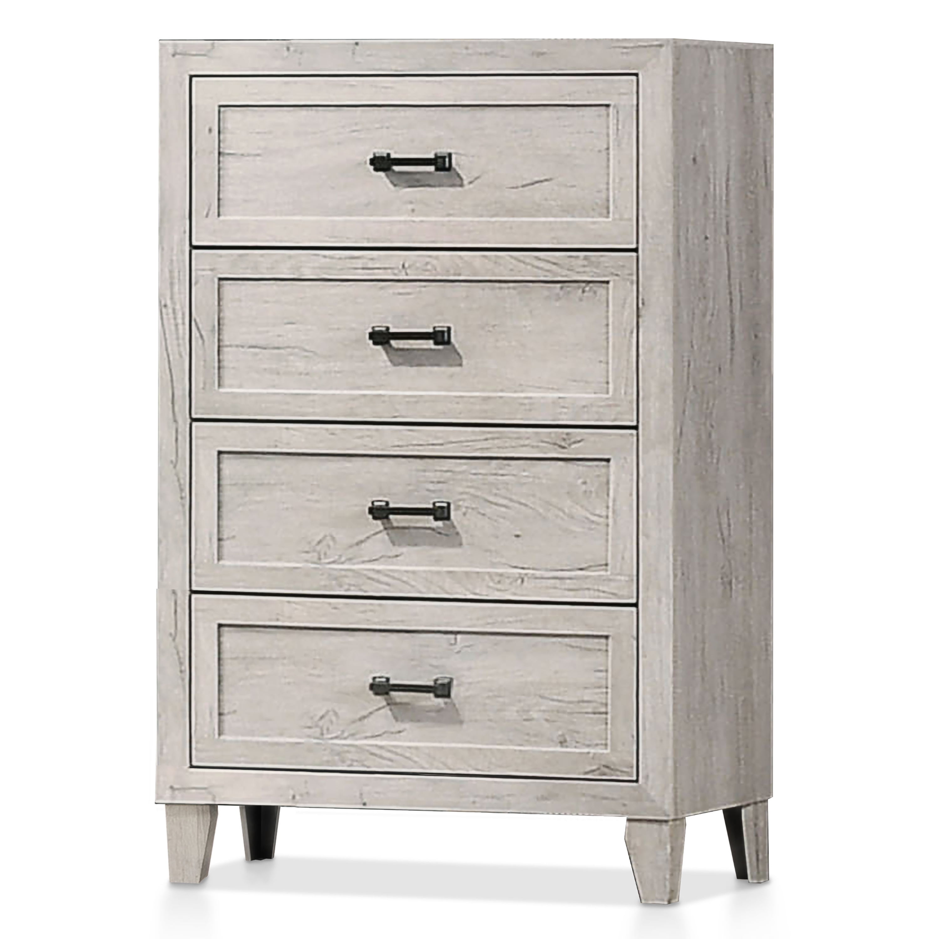Furniture of America Garrison 4-Drawer Chest, Washed White, Metal ...