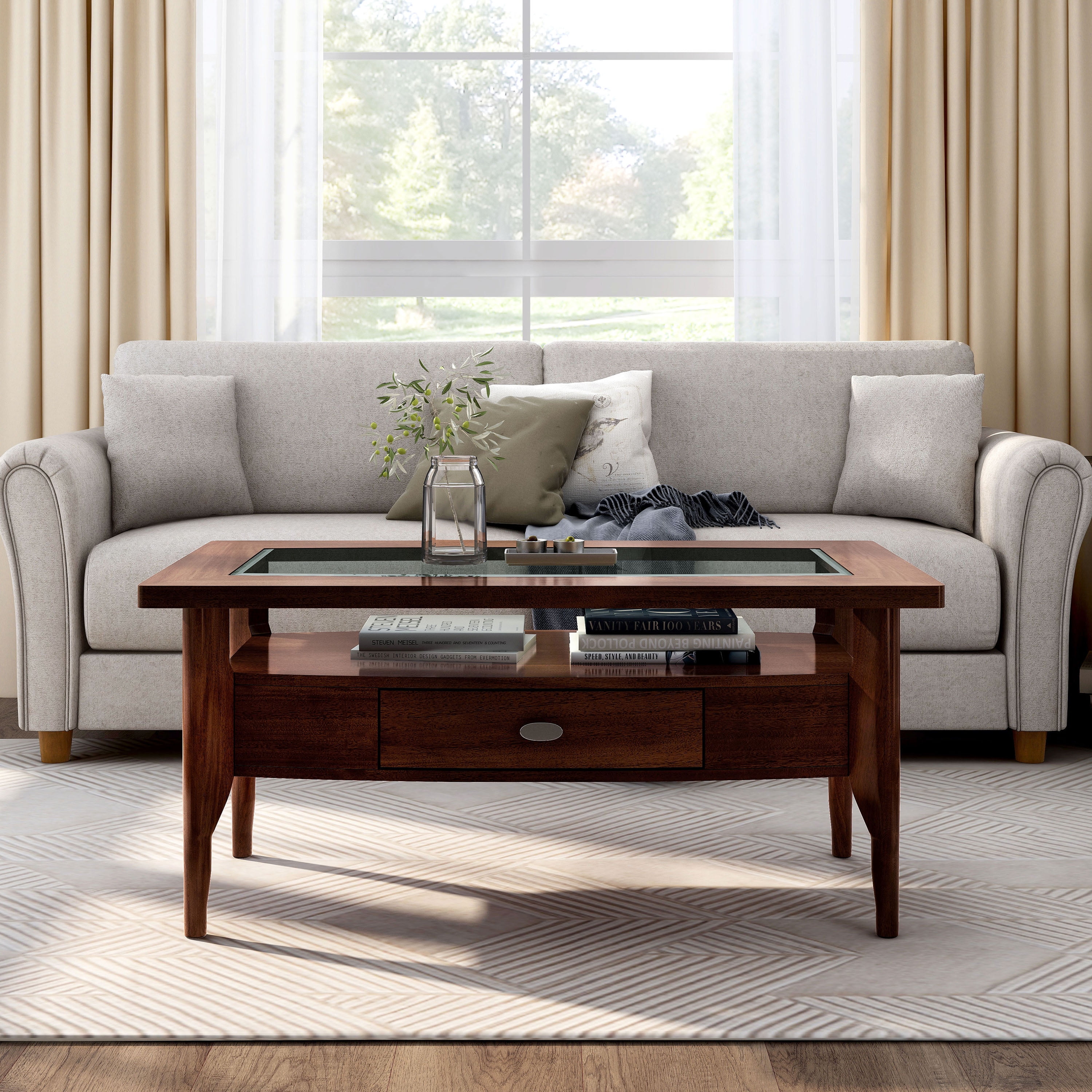 Furniture of America Garth Coffee Table Walnut - Walmart.com
