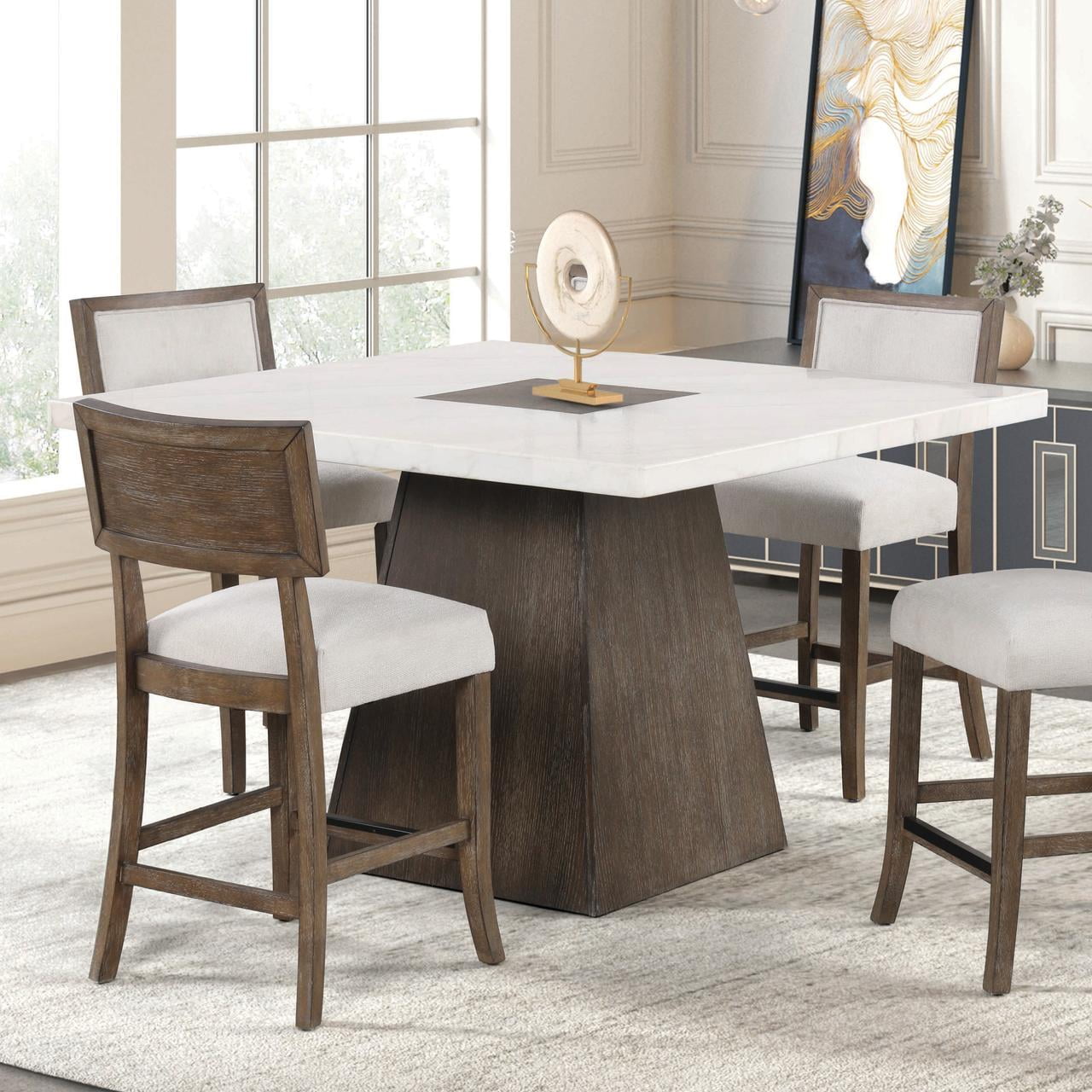 Furniture of America Garth 54in Counter Height Dining Table Dark Walnut ...