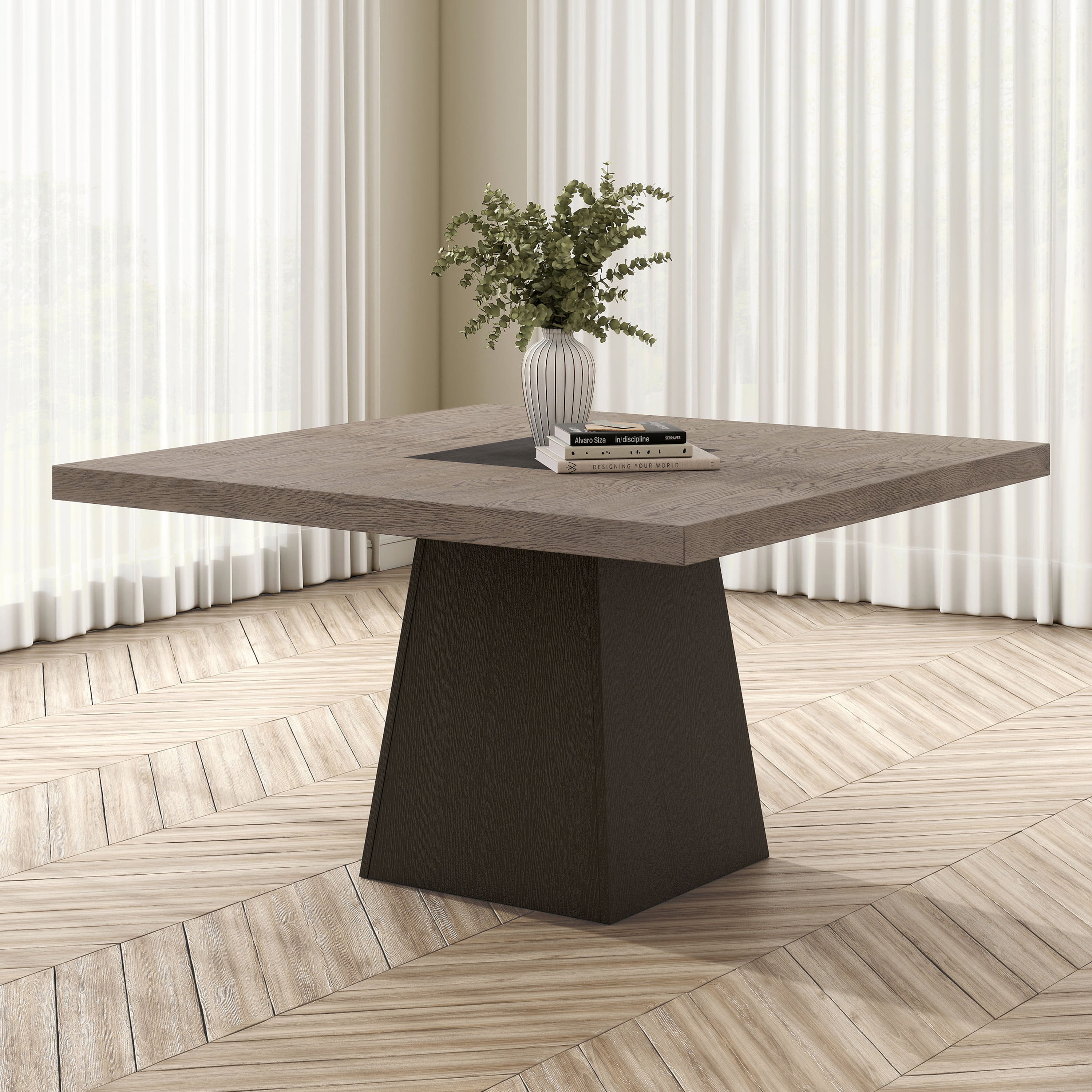 Furniture of America Garth 54" Square Indoor Dining Table, Rustic Oak ...