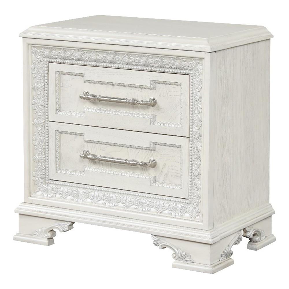 Furniture of America Gelbero White Wood Dovetail 2-Drawer Nightstand ...