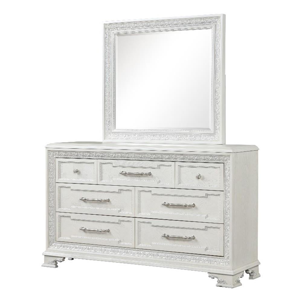 Furniture of America Gelbero Wood Dovetail 7-Drawer Dresser with Mirror ...
