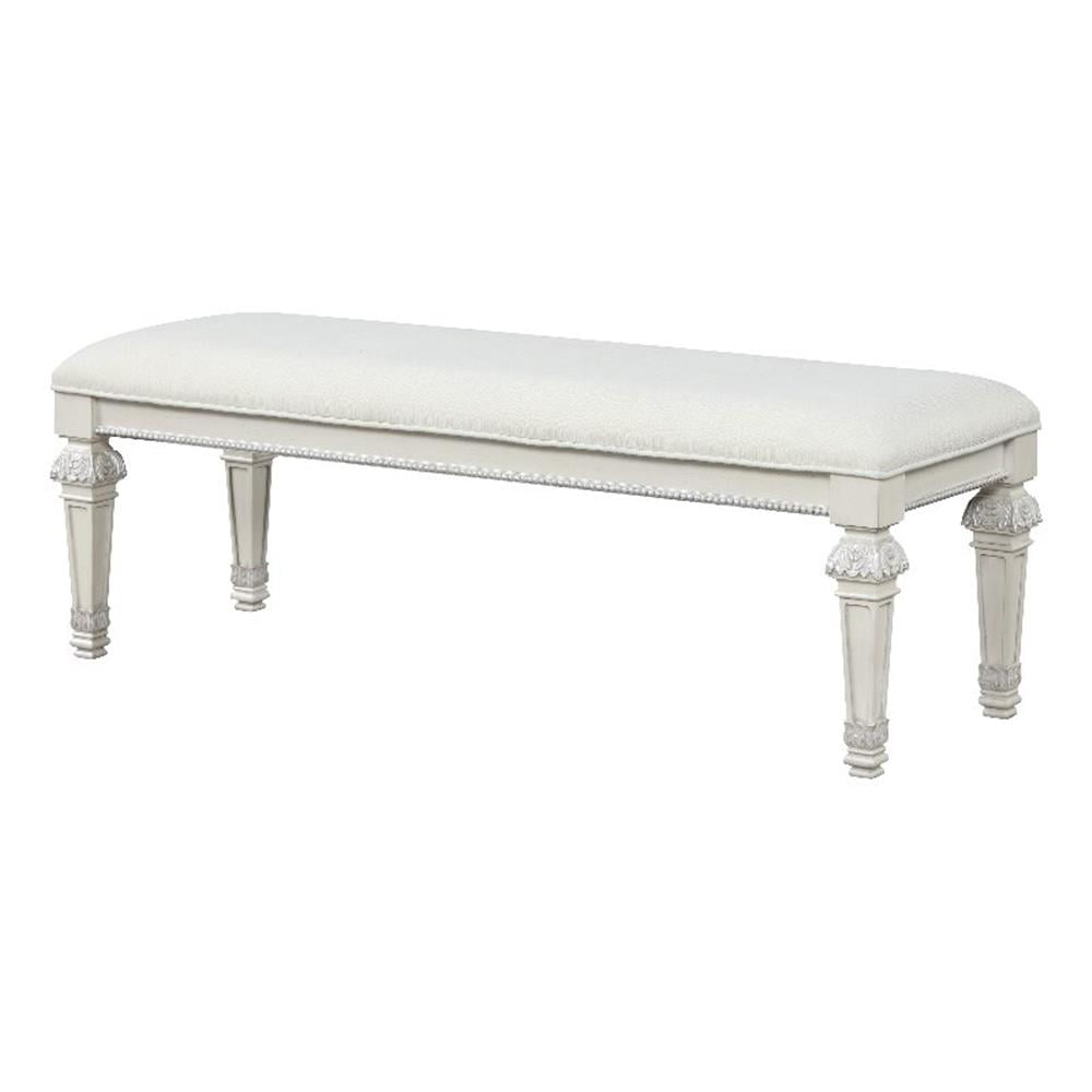 Furniture of America Gelbero Wood Padded Bedroom Bench in White ...
