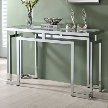 Furniture of America Maore Glass Top Console Table, White - Walmart.com