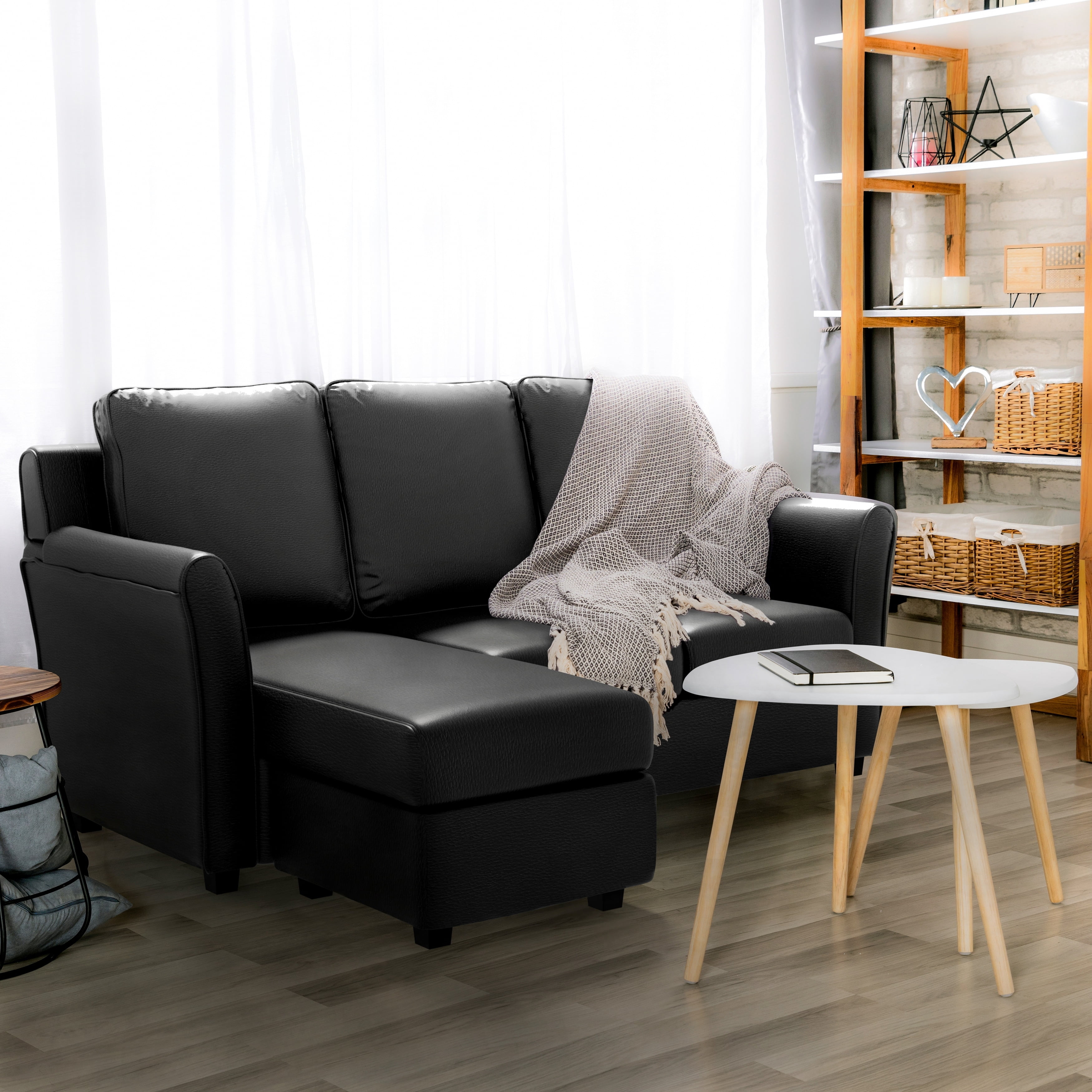 Furniture of America Golt Contemporary Faux Leather Upholstered L ...