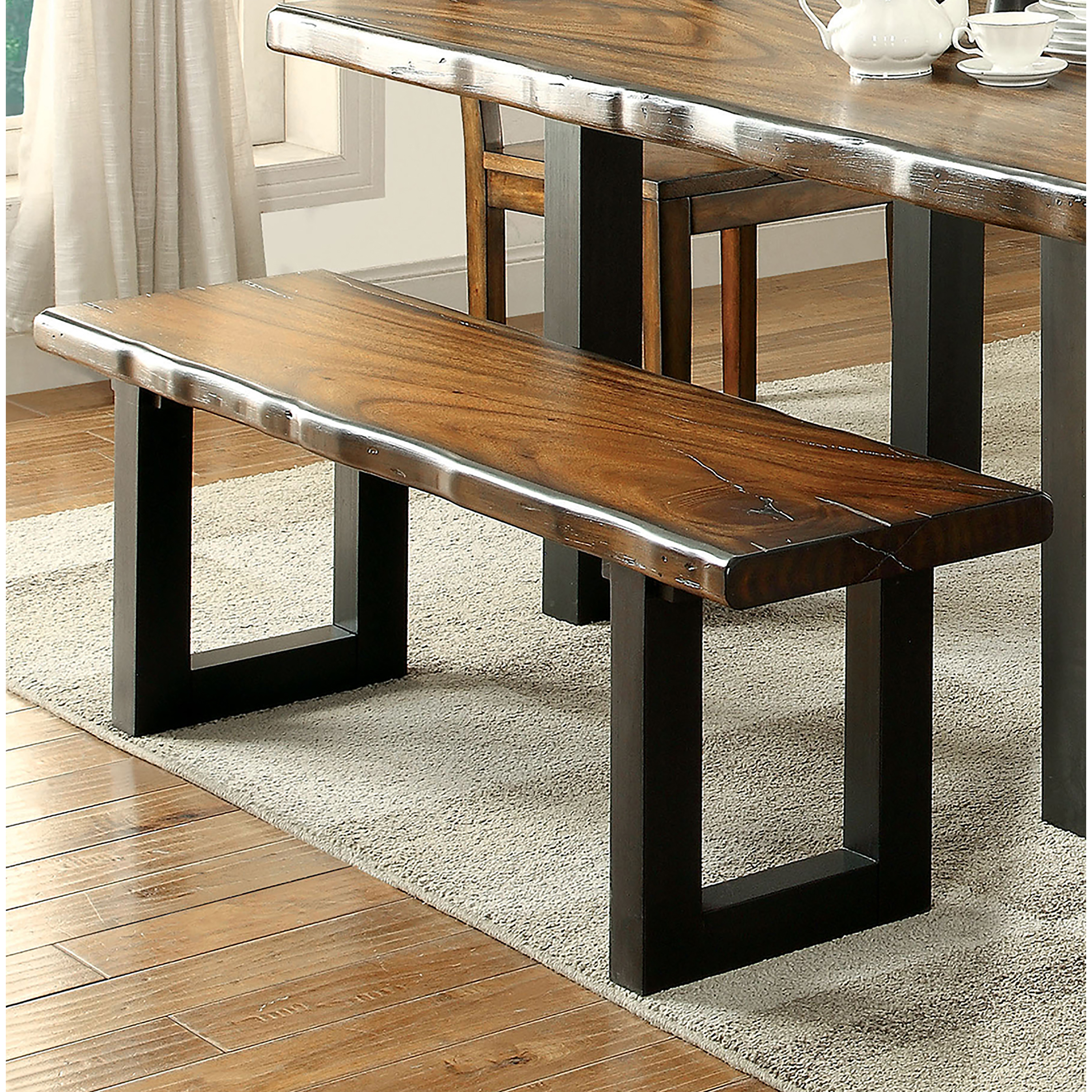 Furniture of America Halstons Contemporary Wood Dining Bench, Tobacco ...