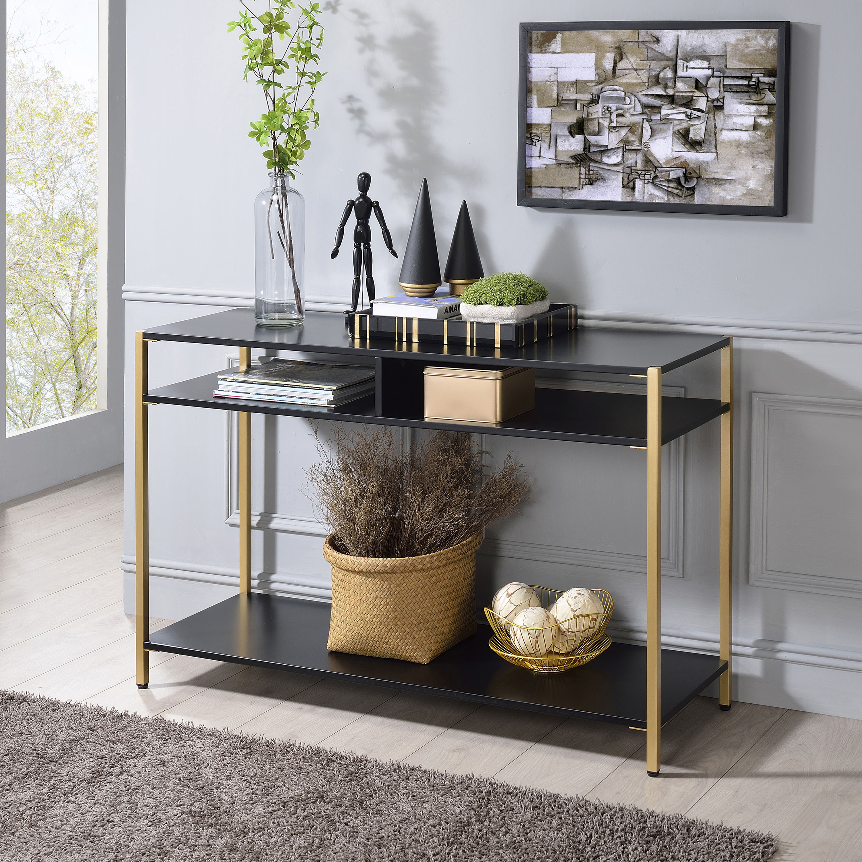 Free Shipping! Furniture of America Harper 3-Shelf Console Table Black ...