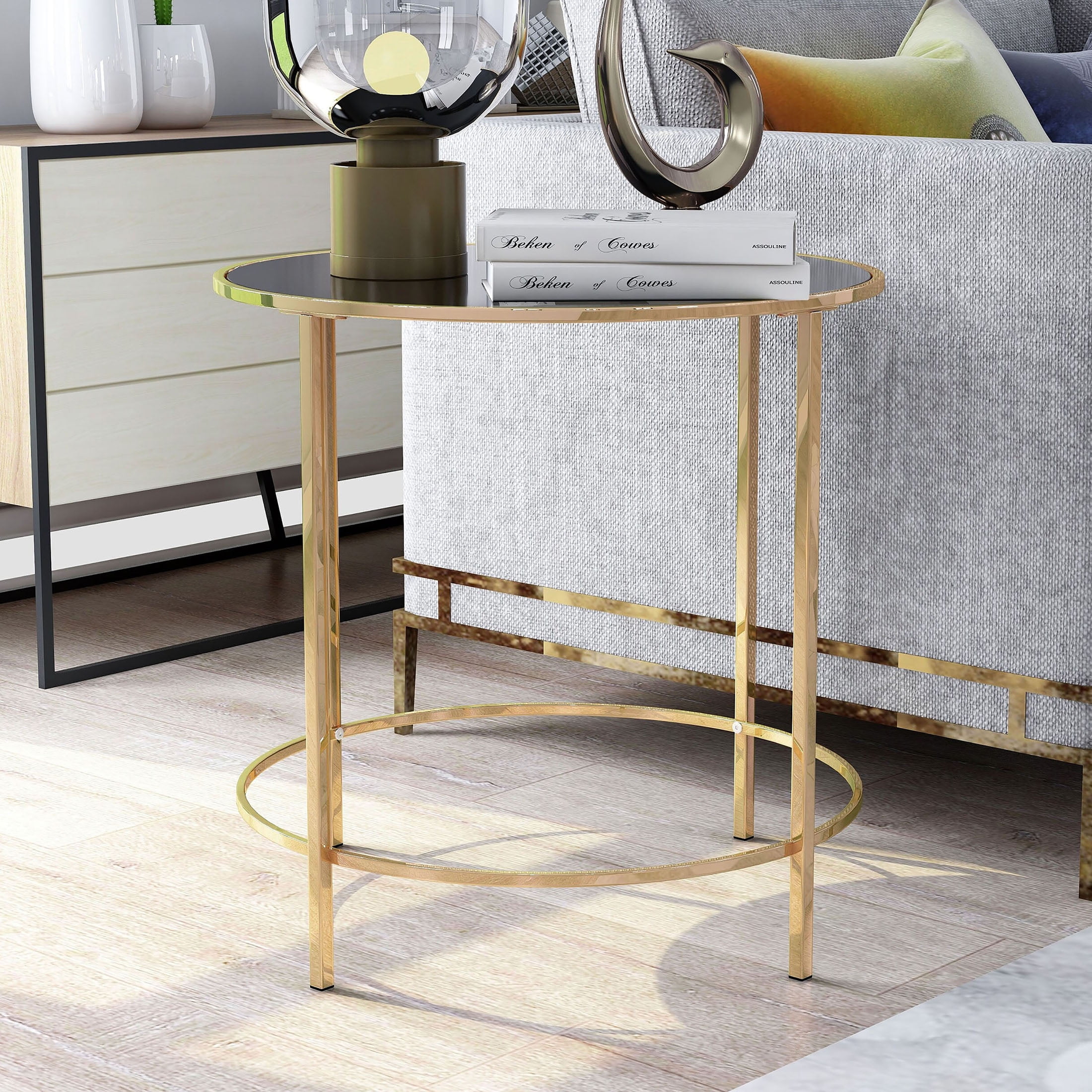 Furniture of America Harre Glass Top Side Table - Glass Design ...