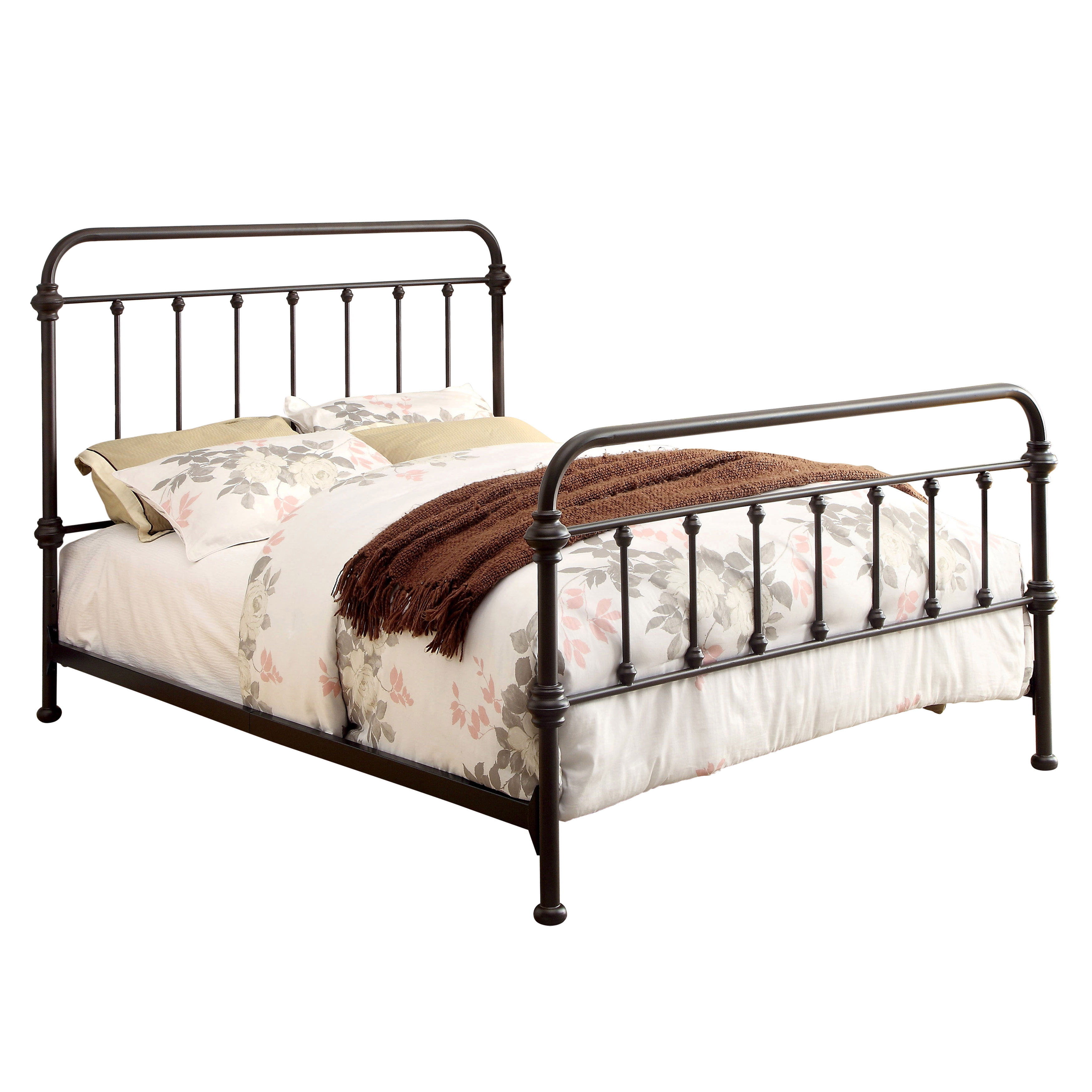 Furniture of America Hastin Metal Panel Bed, Queen, Dark Bronze ...