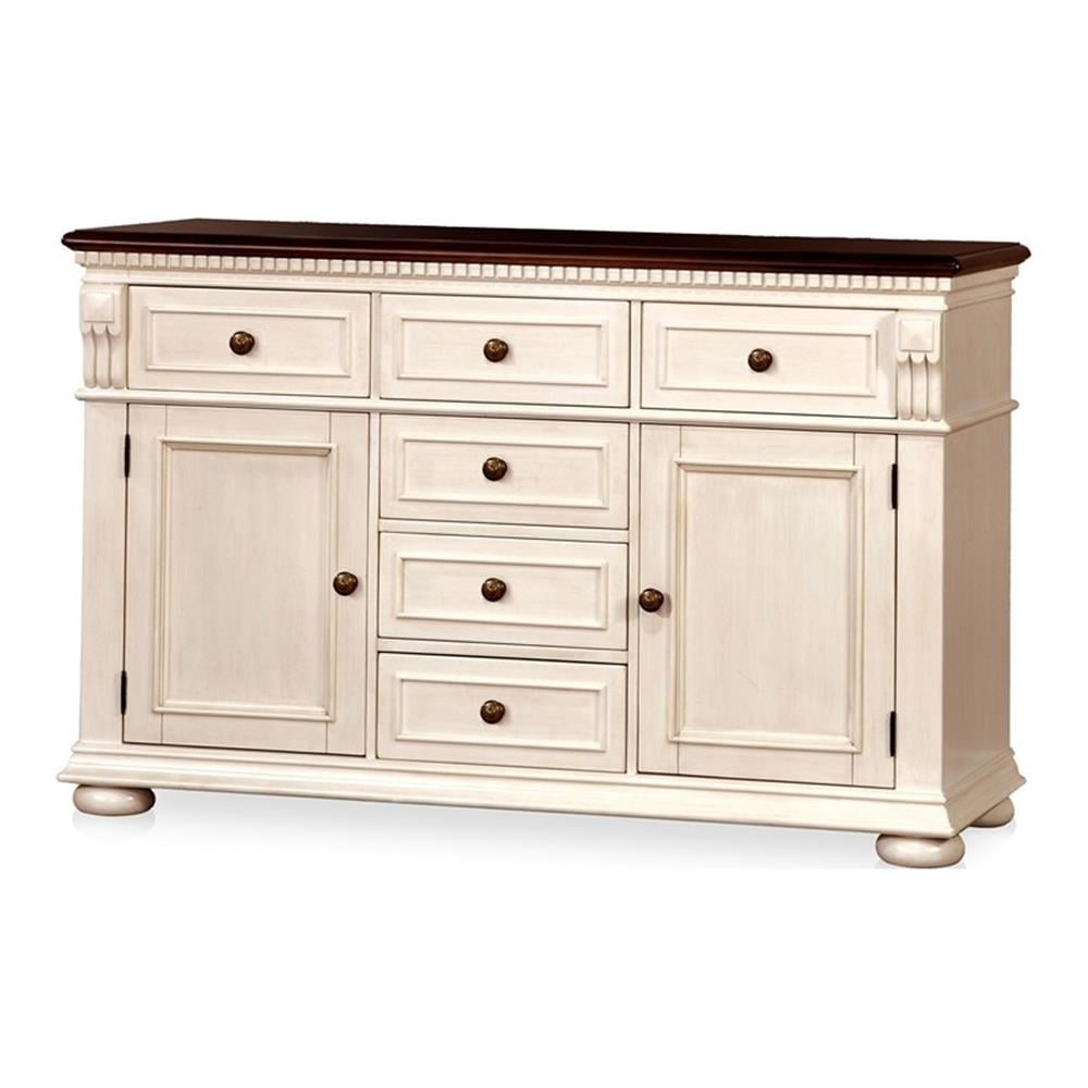 Furniture of America Hendrix Transitional Solid Wood 7-Drawer Buffet in ...