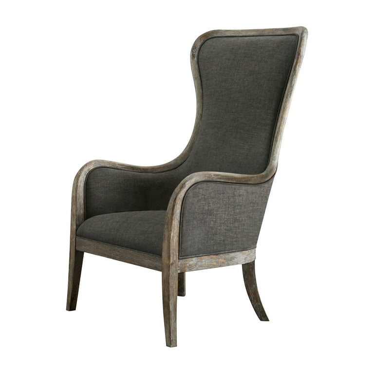 Furniture of America High Back Rustic Fabric Linda Accent Chair Gray Walmart