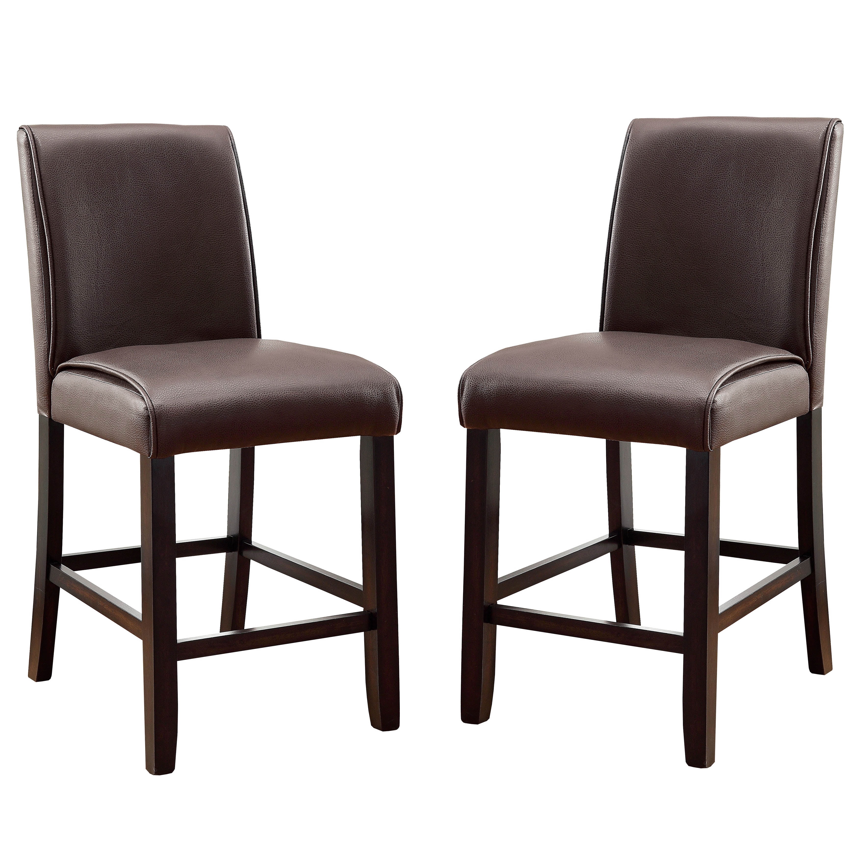 Furniture of America Hildon Wood Padded Counter Chairs-Set of 2, Brown ...