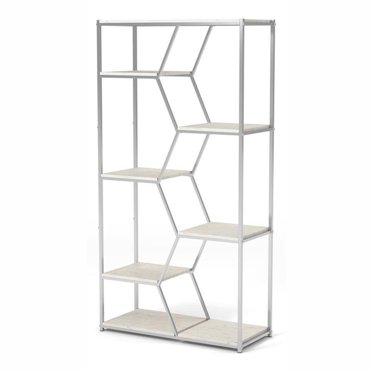 Furniture of America Abair Metal 5-Shelf Bookcase in White and Gold ...