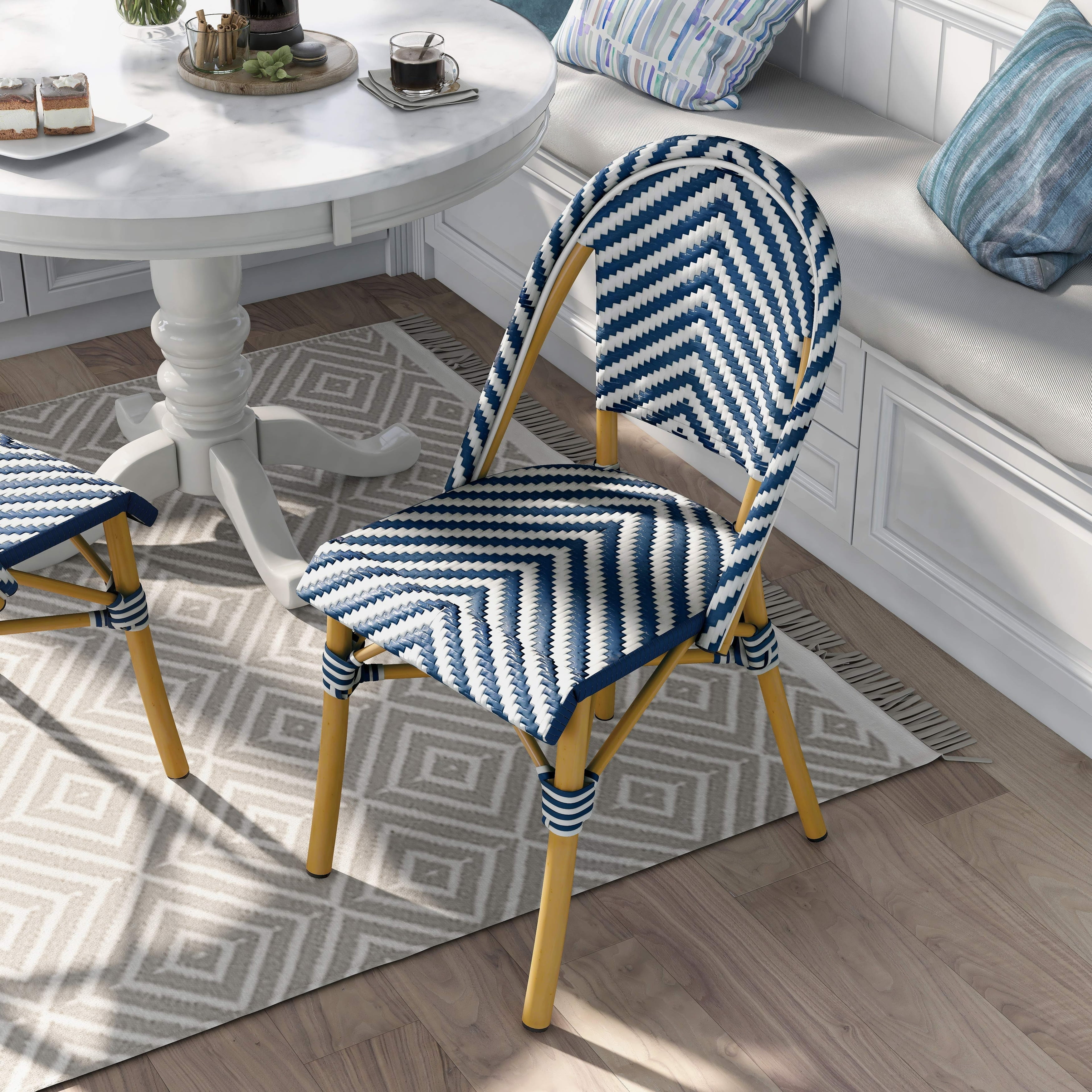Furniture of America Irene French Chevron Wicker Patio Dining Chairs by ...