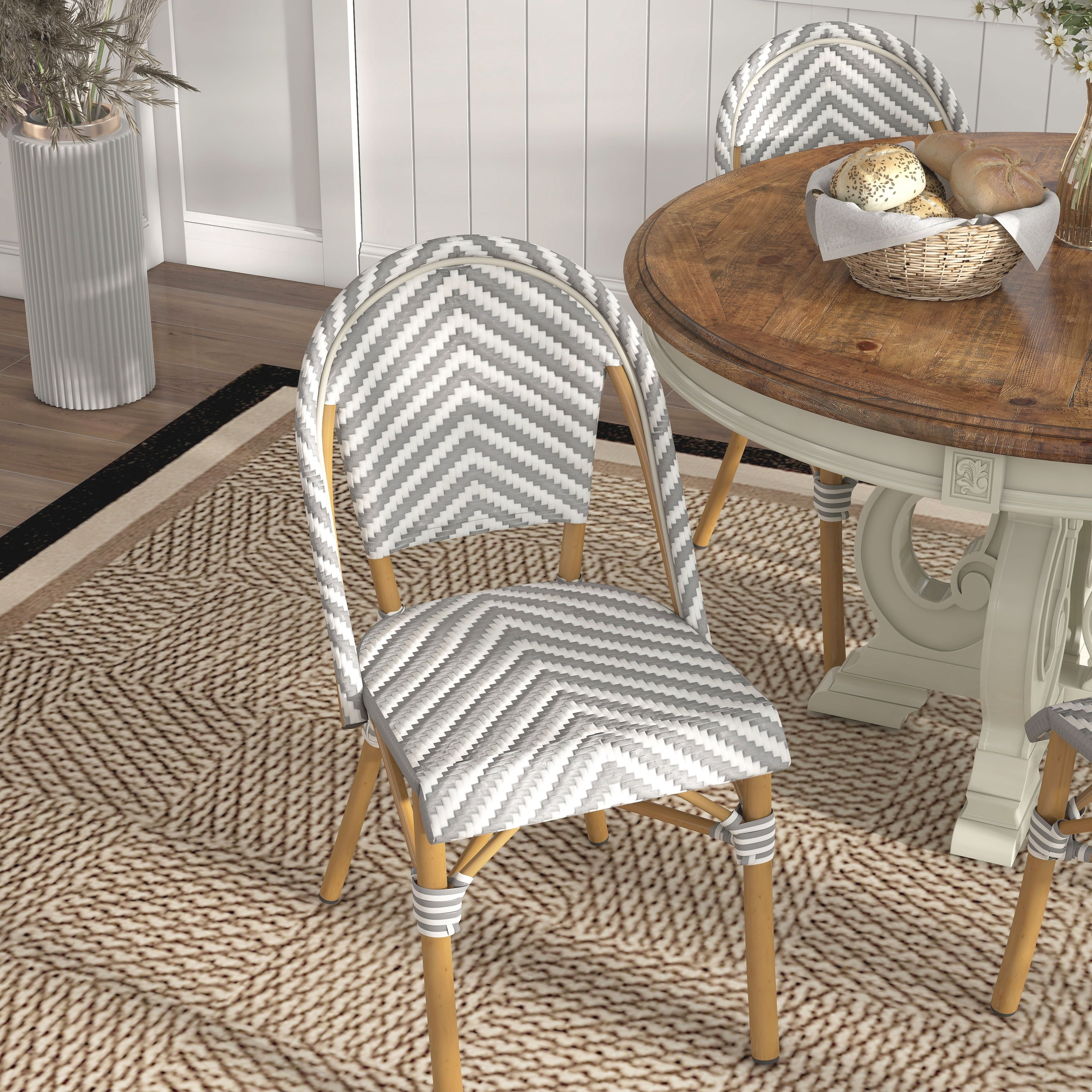 Furniture of America Irene French Chevron Wicker Patio Dining Chairs by ...