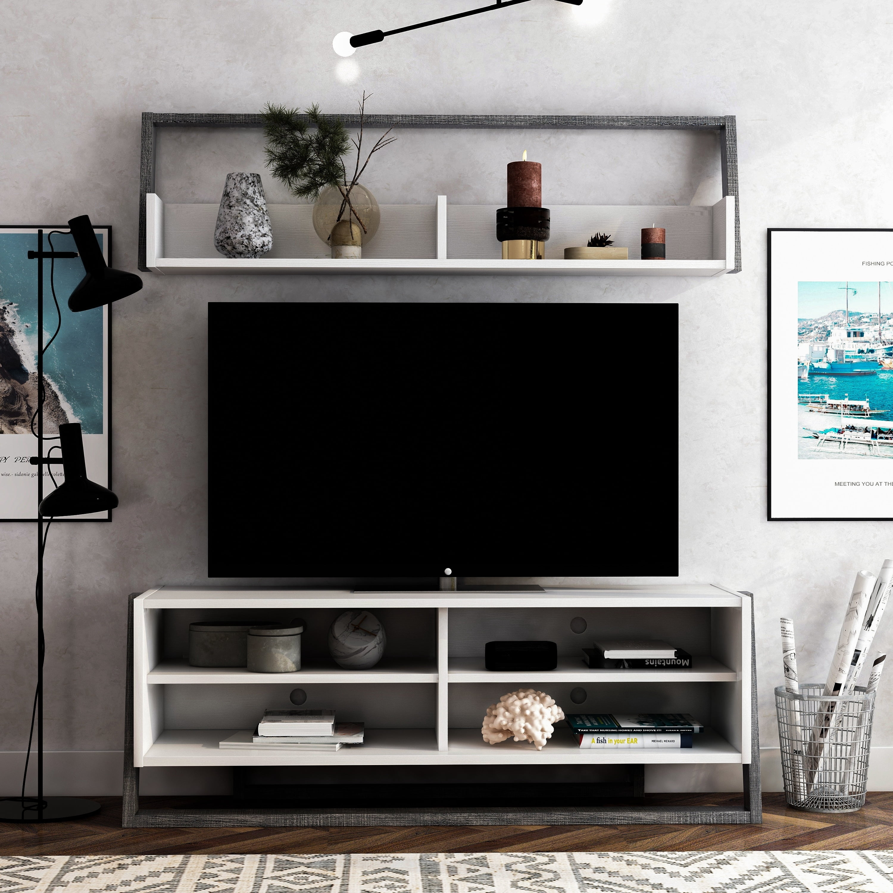 Furniture of America Isabelle Modern 2-Piece TV Console And Floating ...