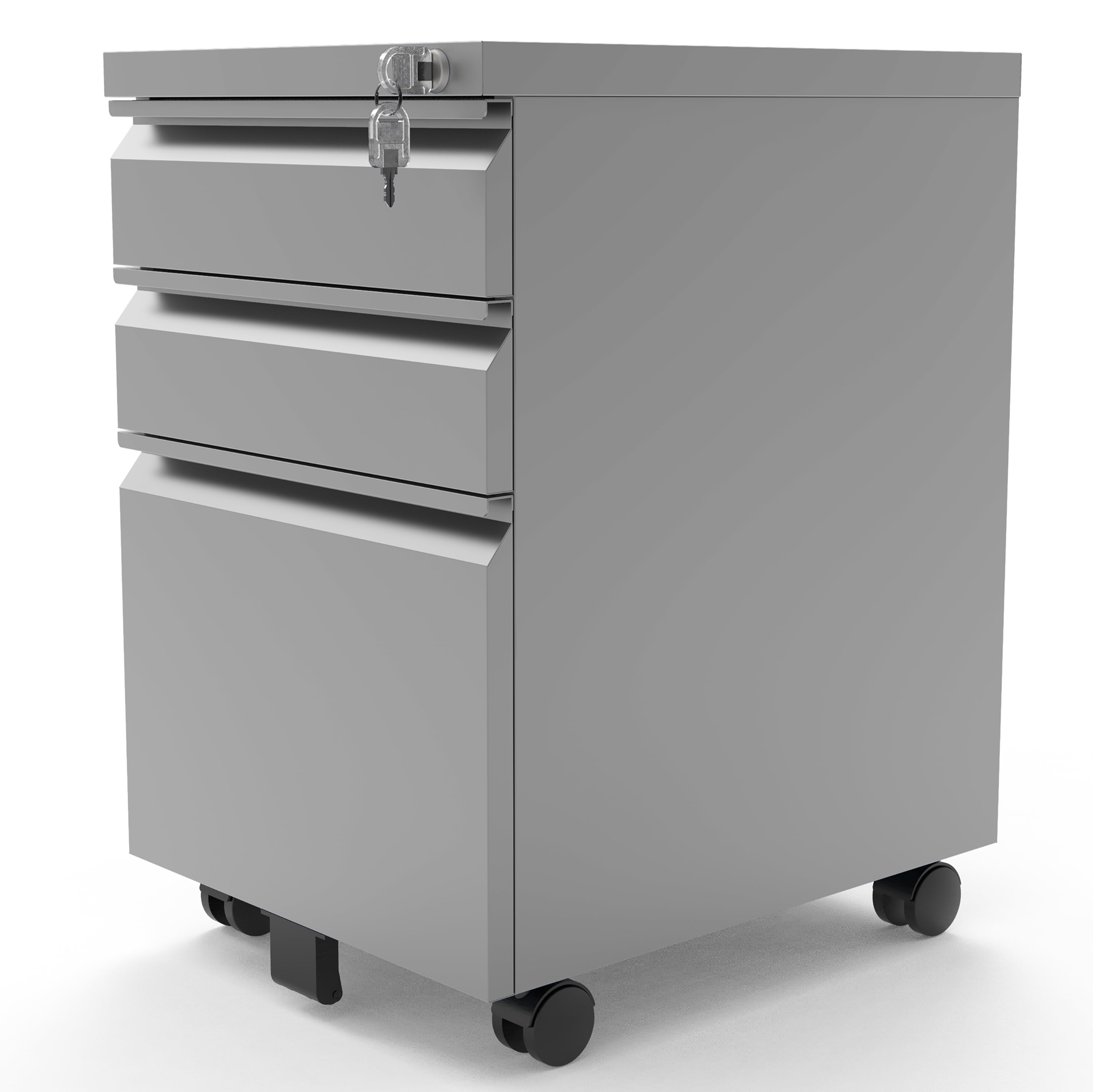 Furniture of America Locking Metal File Cabinet with Drawers, Silver ...