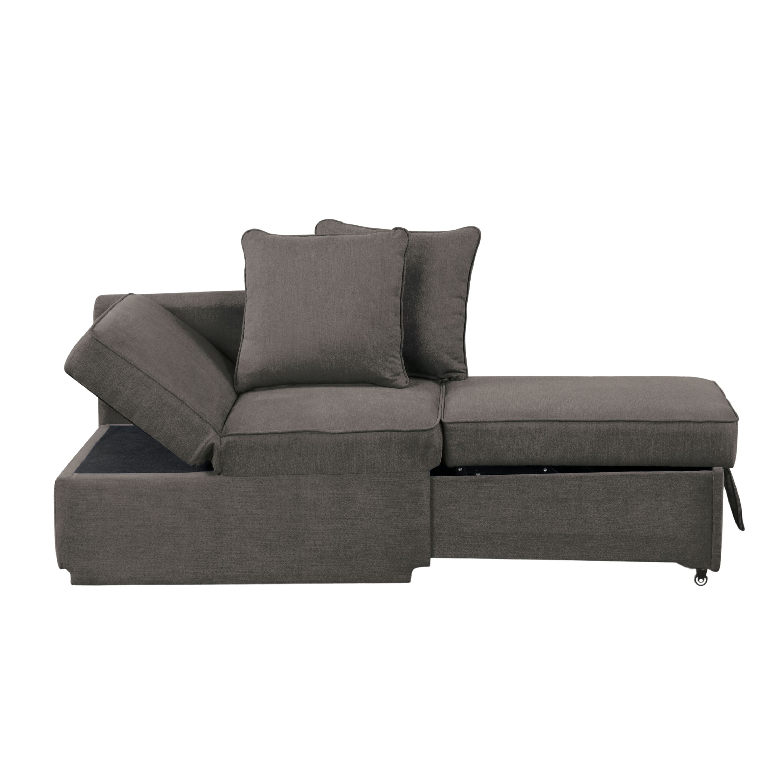 Furniture of America Jorren Modern Convertible Sofa with Pull-Out Bed and Pillows, Gray ...