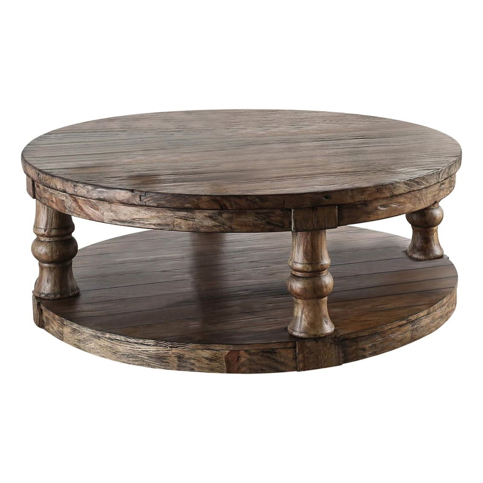 Furniture of America Joss Rustic Wood Round Coffee Table in Oak ...
