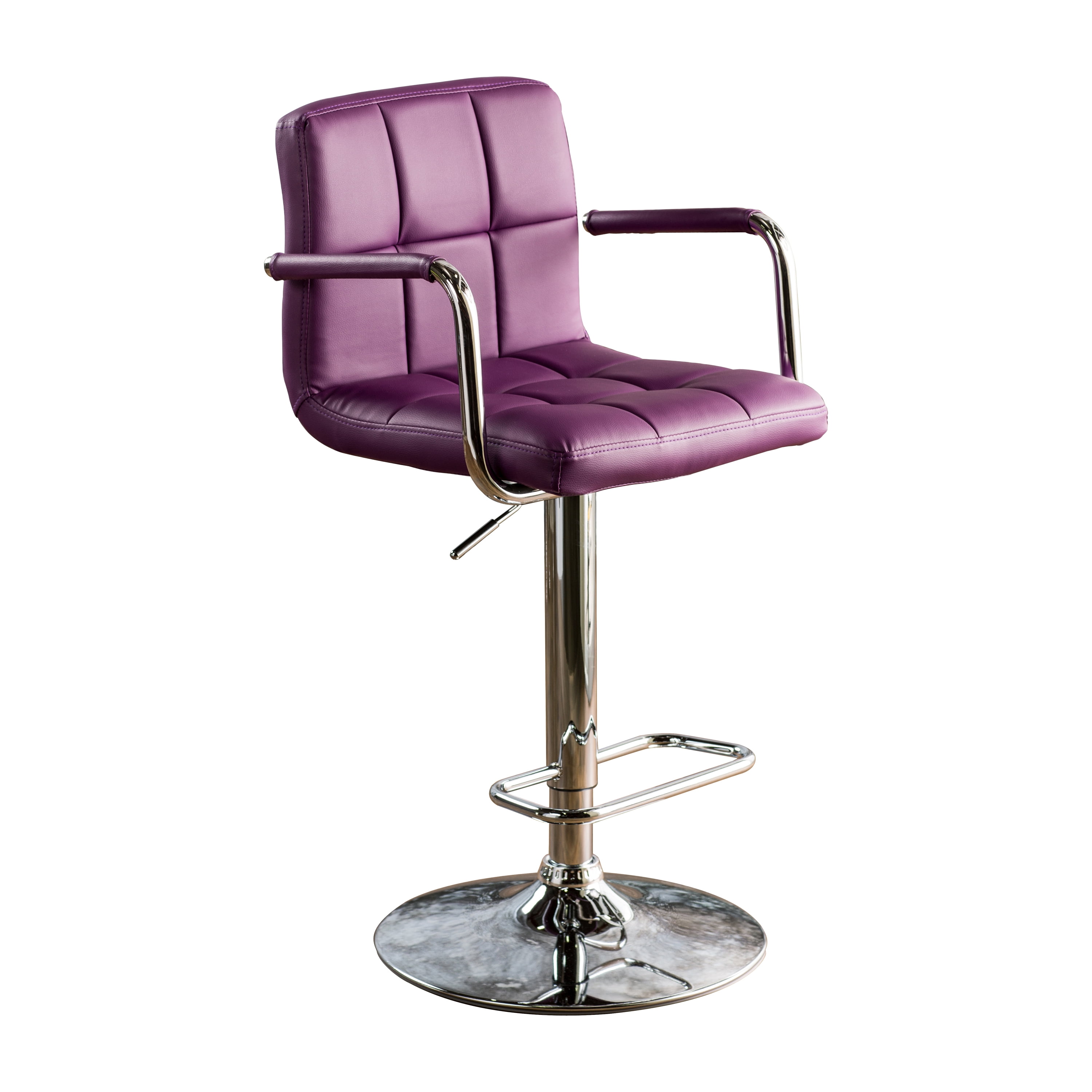 Furniture of America Justin Contemporary Upholstered Bar Stool, Purple ...