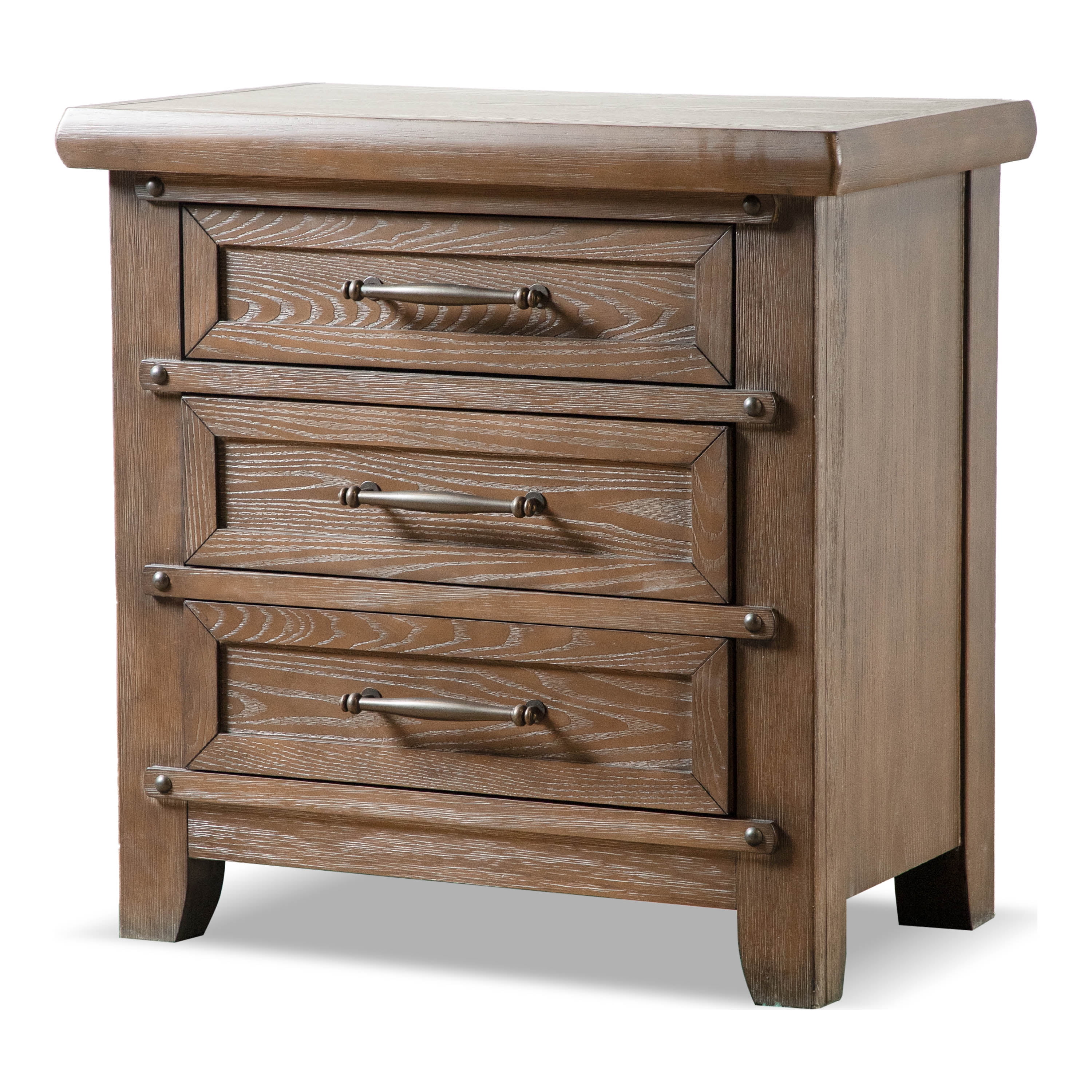 Furniture of America Kaleido Rustic 3-Drawer Solid Wood Nightstand ...