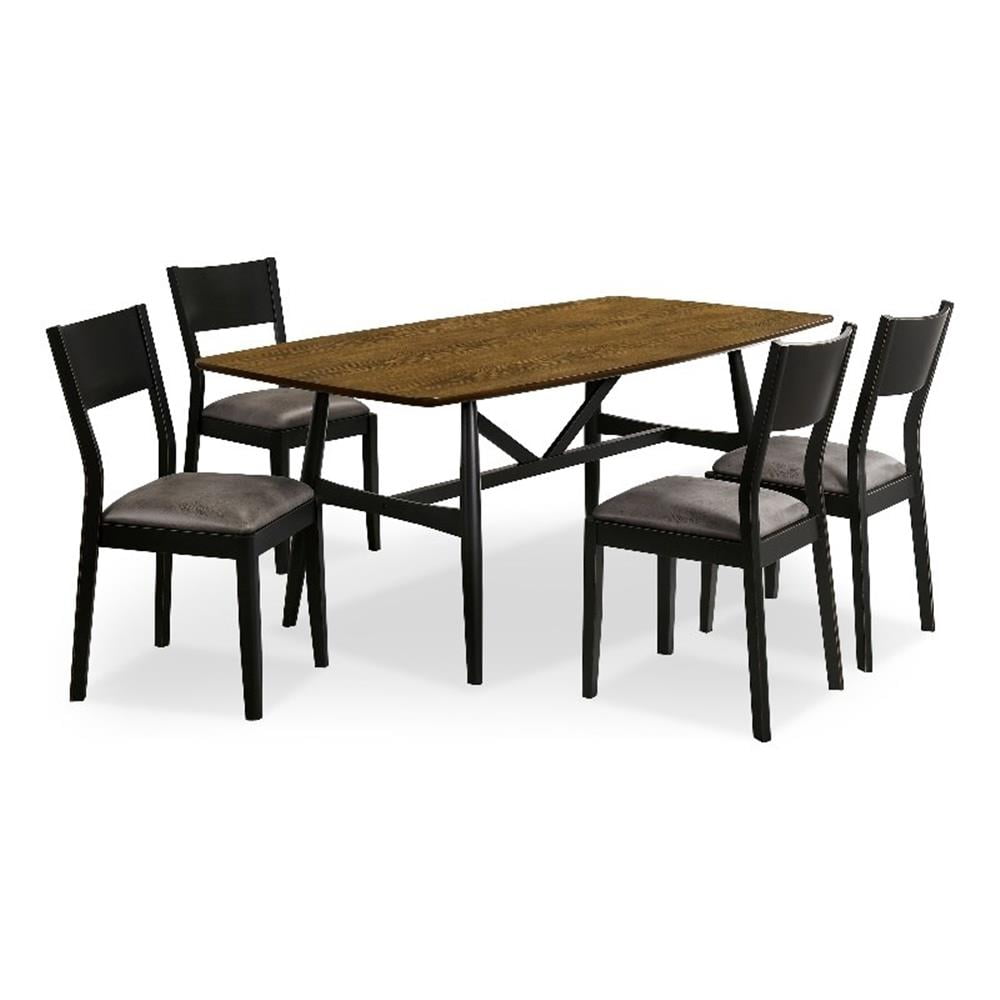 Furniture of America Kapok Solid Wood 5-Piece Dining Table Set in Oak ...