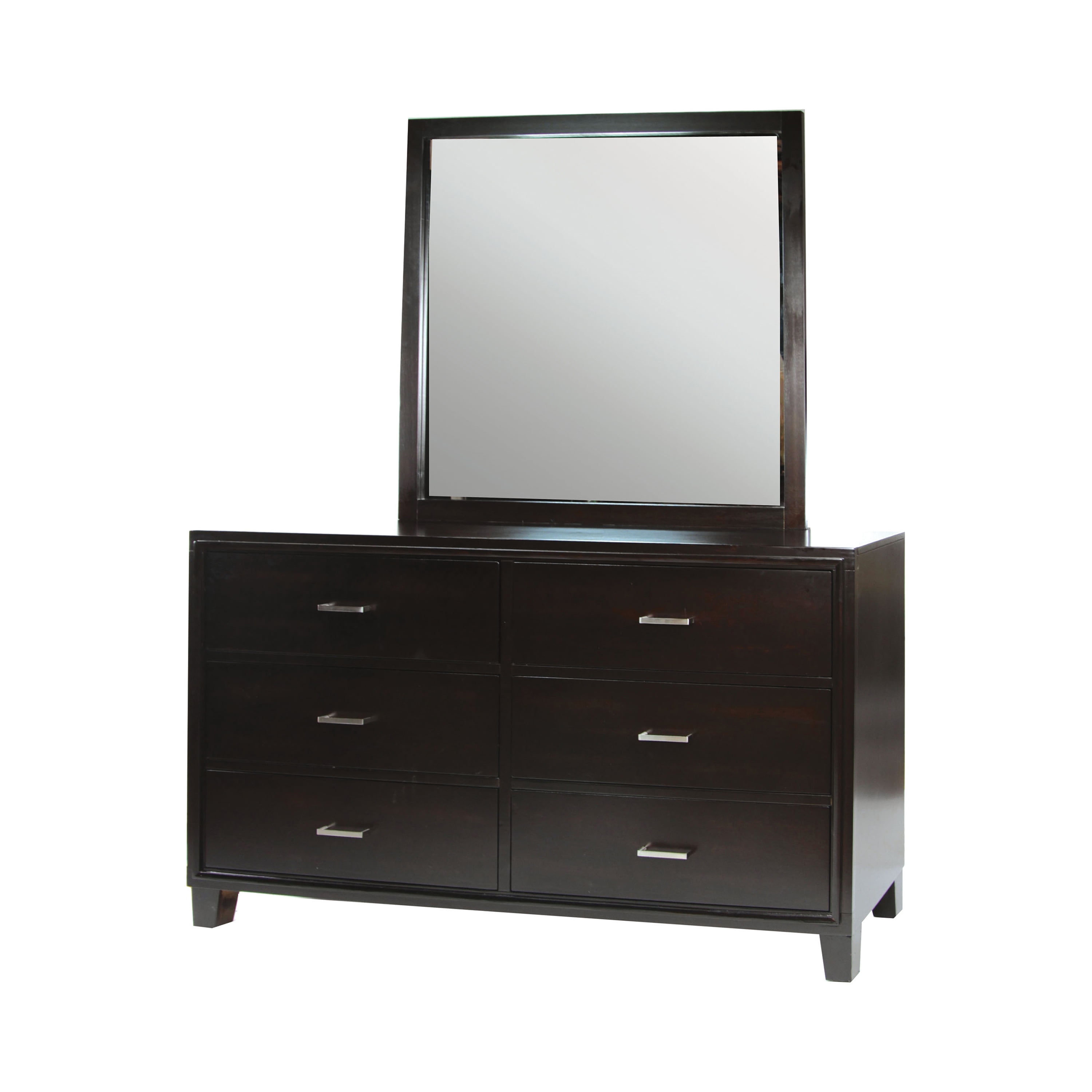 Furniture of America Kate Wood 6-Drawer Dresser with Mirror, Espresso ...