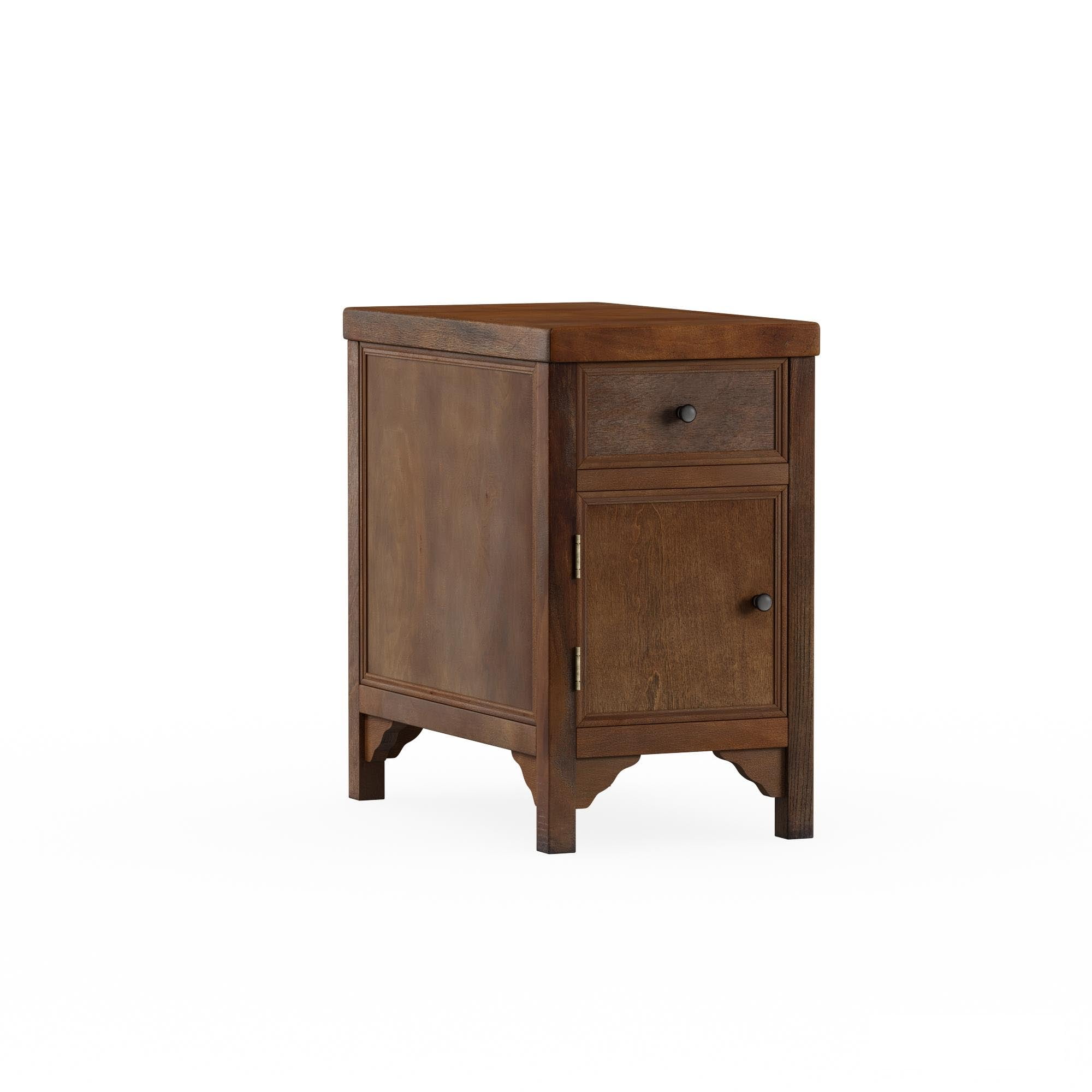 Furniture of America Keller Country Multi-Storage Side Table, Oak ...