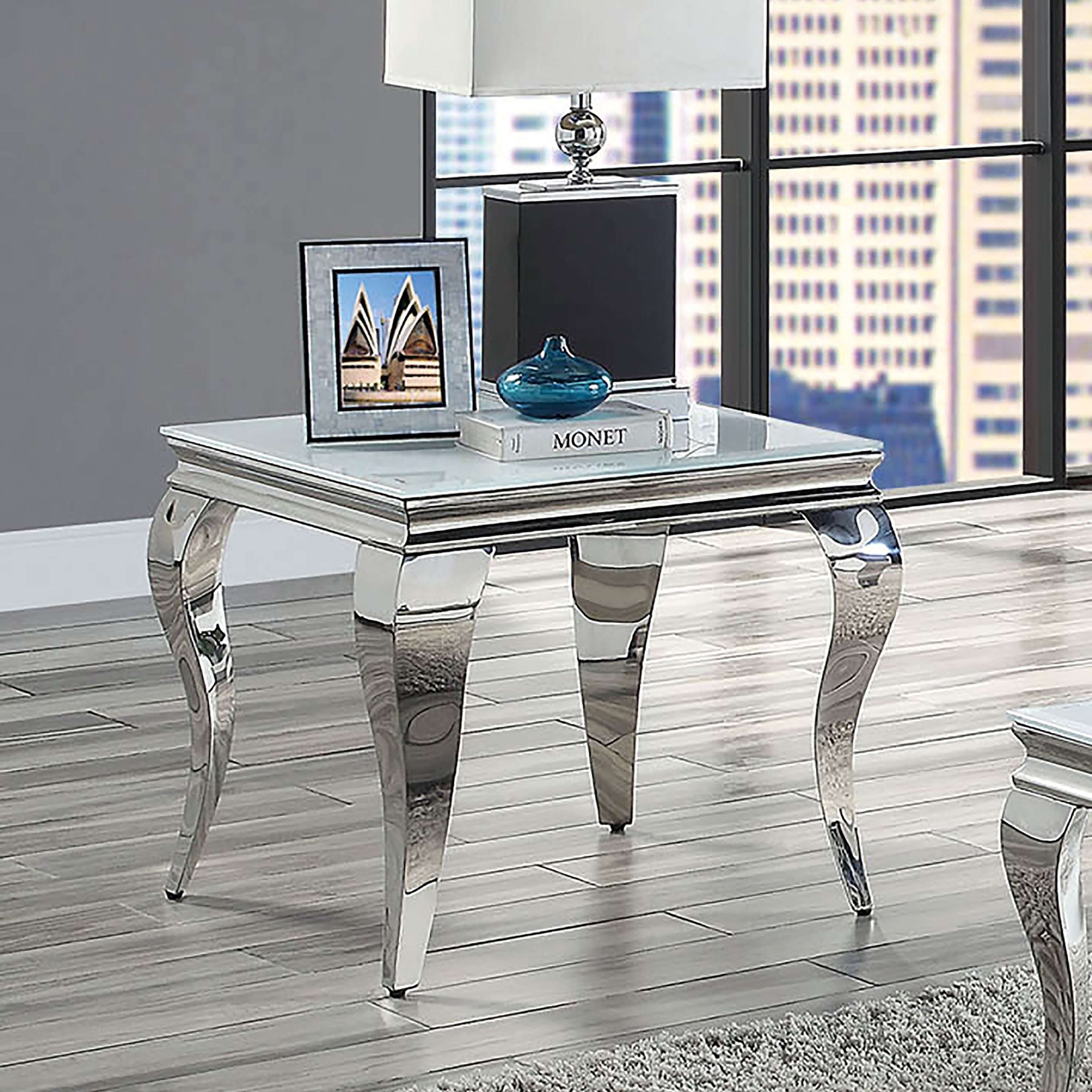 Furniture of America Kiermeyer Contemporary 23-inch Glass Top End Table ...
