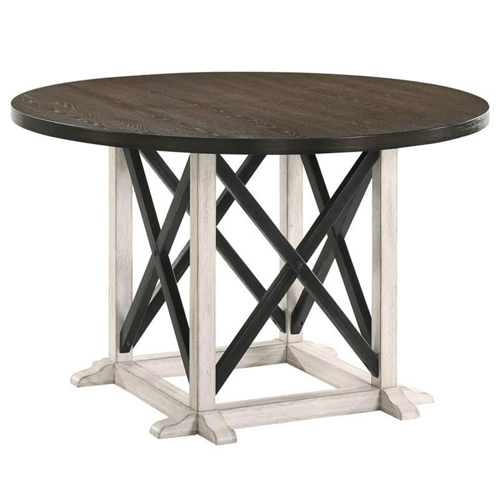 Furniture of America Knix Rustic Wood Round Dining Table in Antique ...