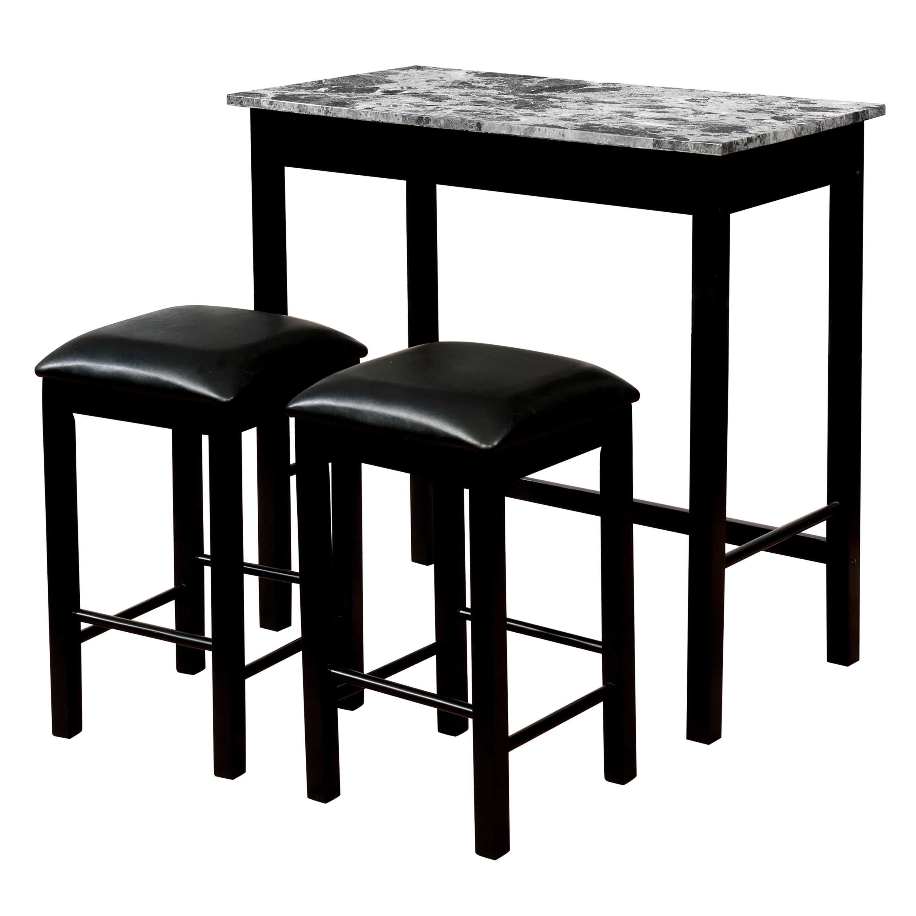Furniture of America Knott 3-Piece 36" High Counter Height Dining Set in Black Wood - Walmart.com