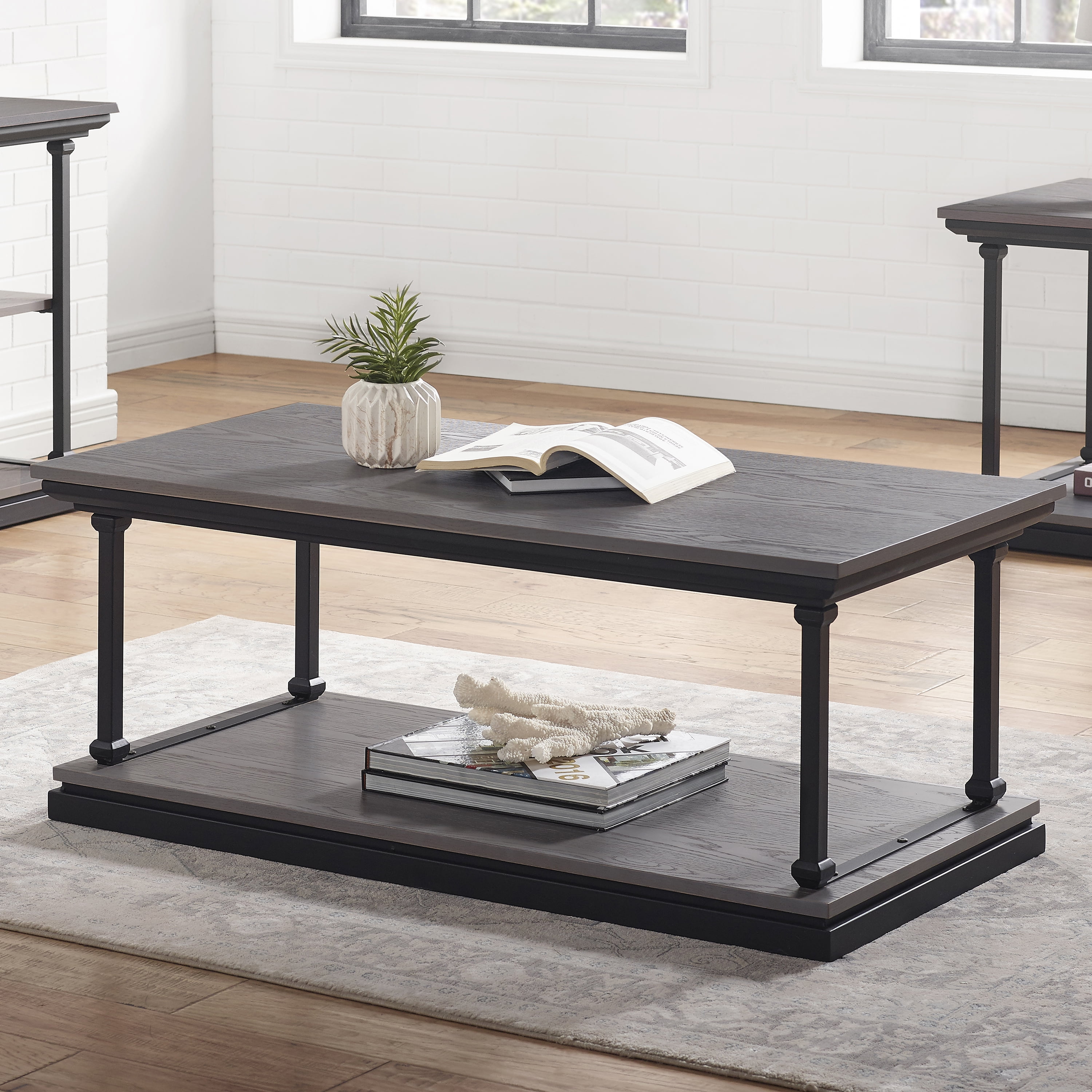 Furniture of America Laem 1-Shelf Coffee Table, Antique Gray - Walmart.com