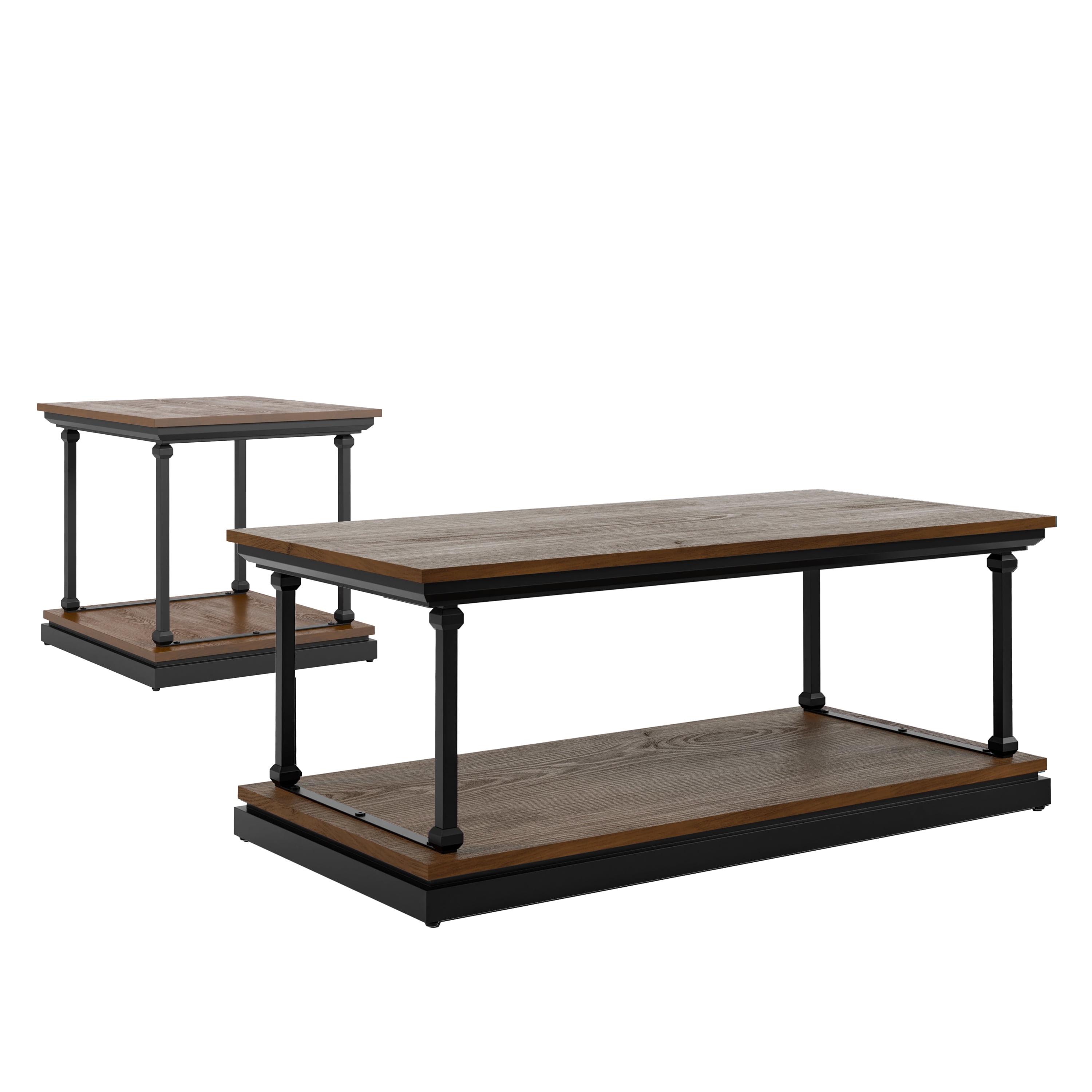 Furniture of America Laem 2-Piece Coffee Table Set, Dark Oak - Walmart.com
