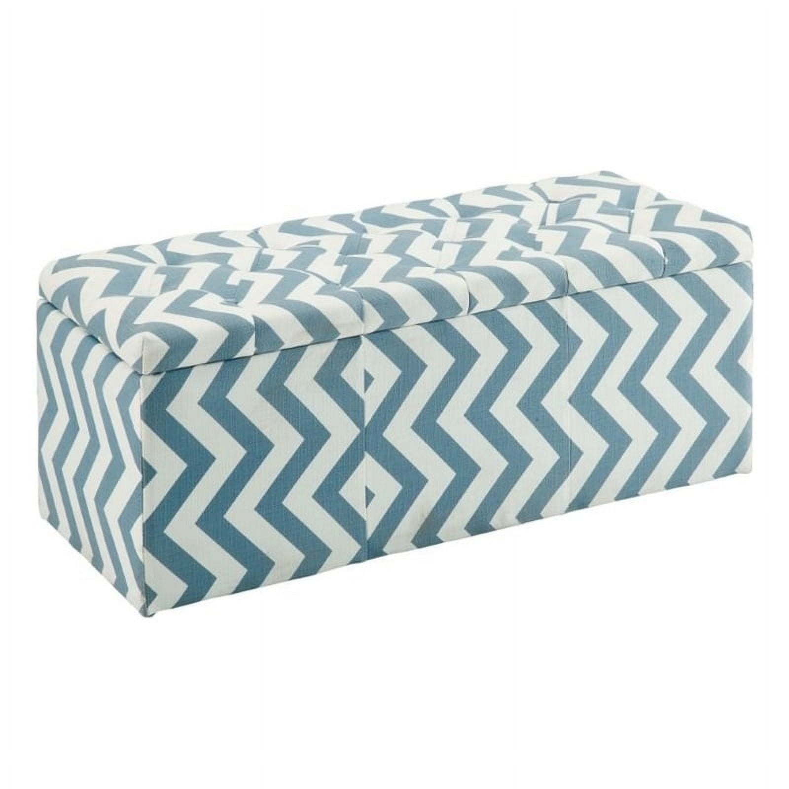 Furniture of America Laina Contemporary Fabric Storage Bench in Blue ...
