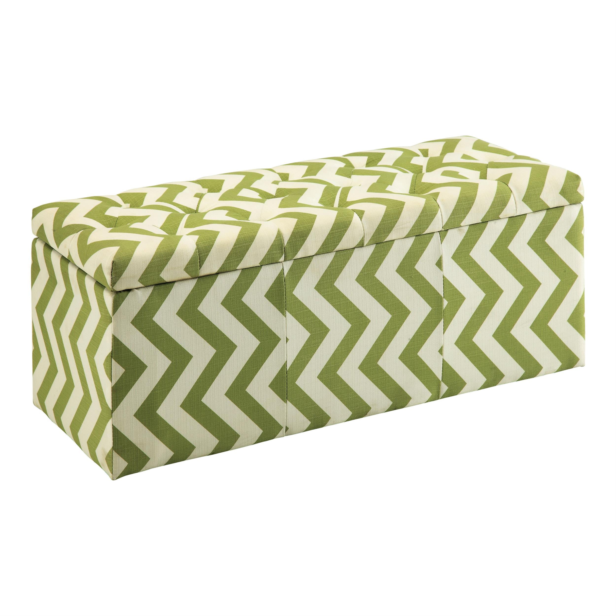 Furniture of America Laina Contemporary Fabric Storage Bench in Green ...
